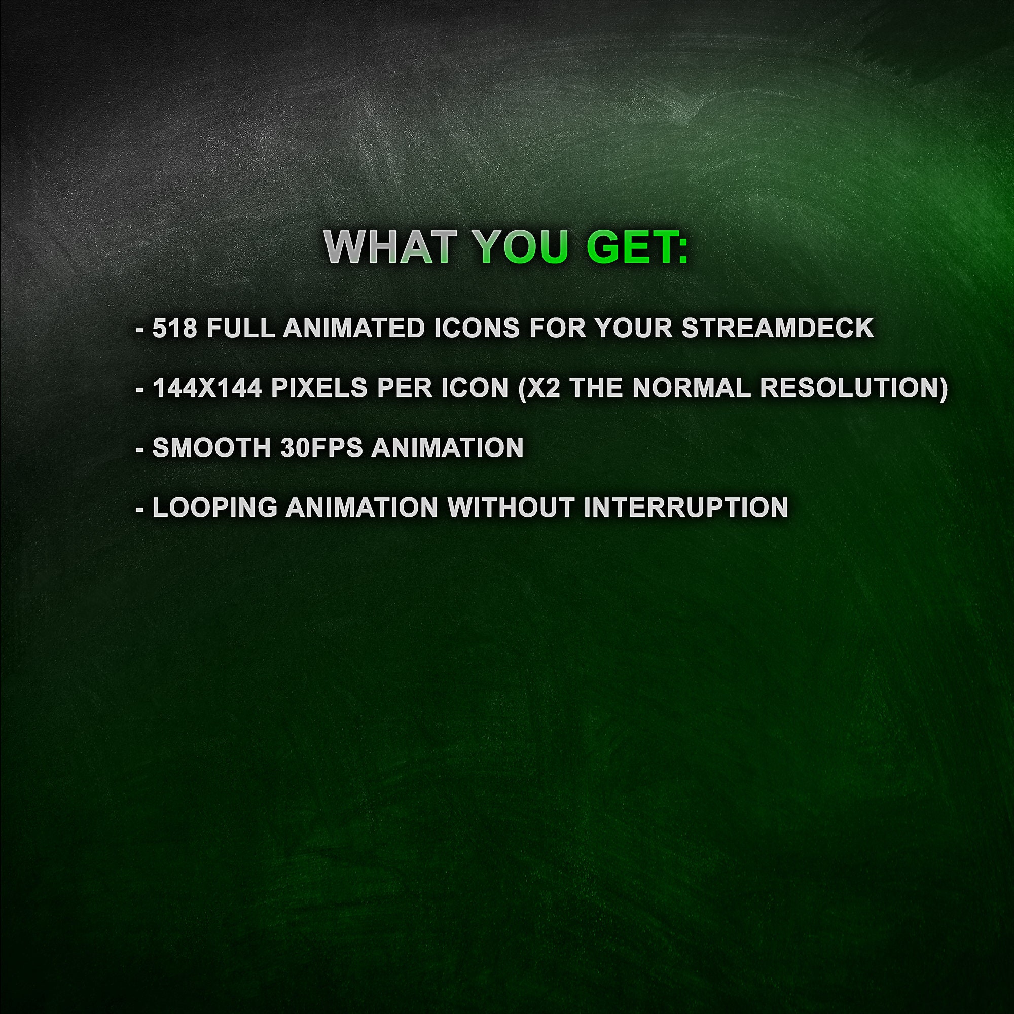500+ Animated Stream Deck and Touch Portal Icon Set GREEN & White/grey ...