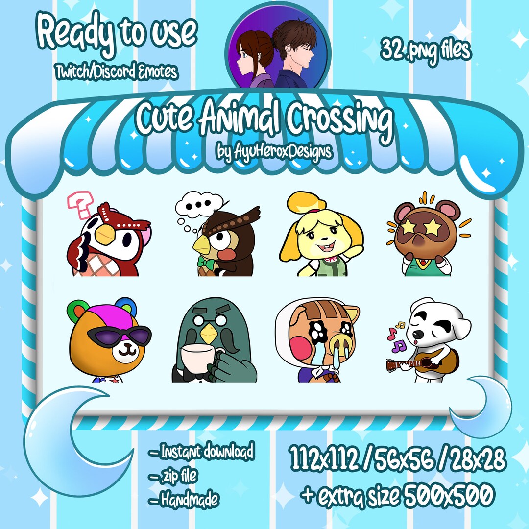 Cute Animal Crossing Twitch/discord Emotes - Etsy
