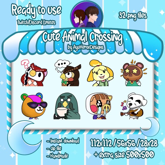 Cute Animal Crossing Twitch/discord Emotes - Etsy