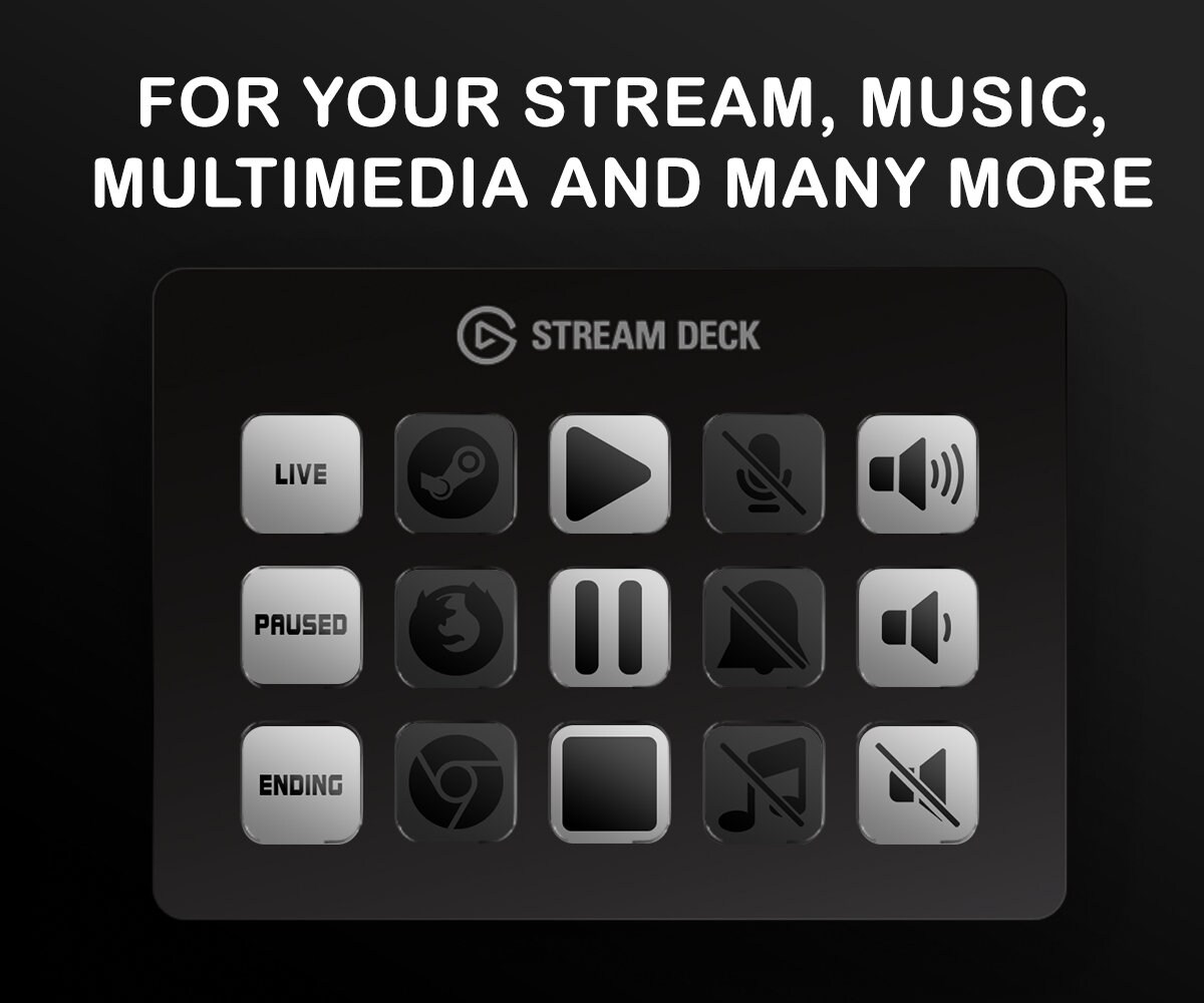 500+ Stream Deck and Touch Portal Icons Set Black & White Minimal ...