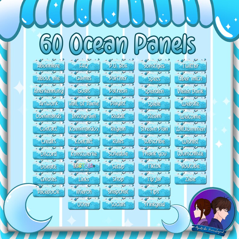 Cute Ocean Twitch Panel Set | Twitch Streamer Panels in English ...