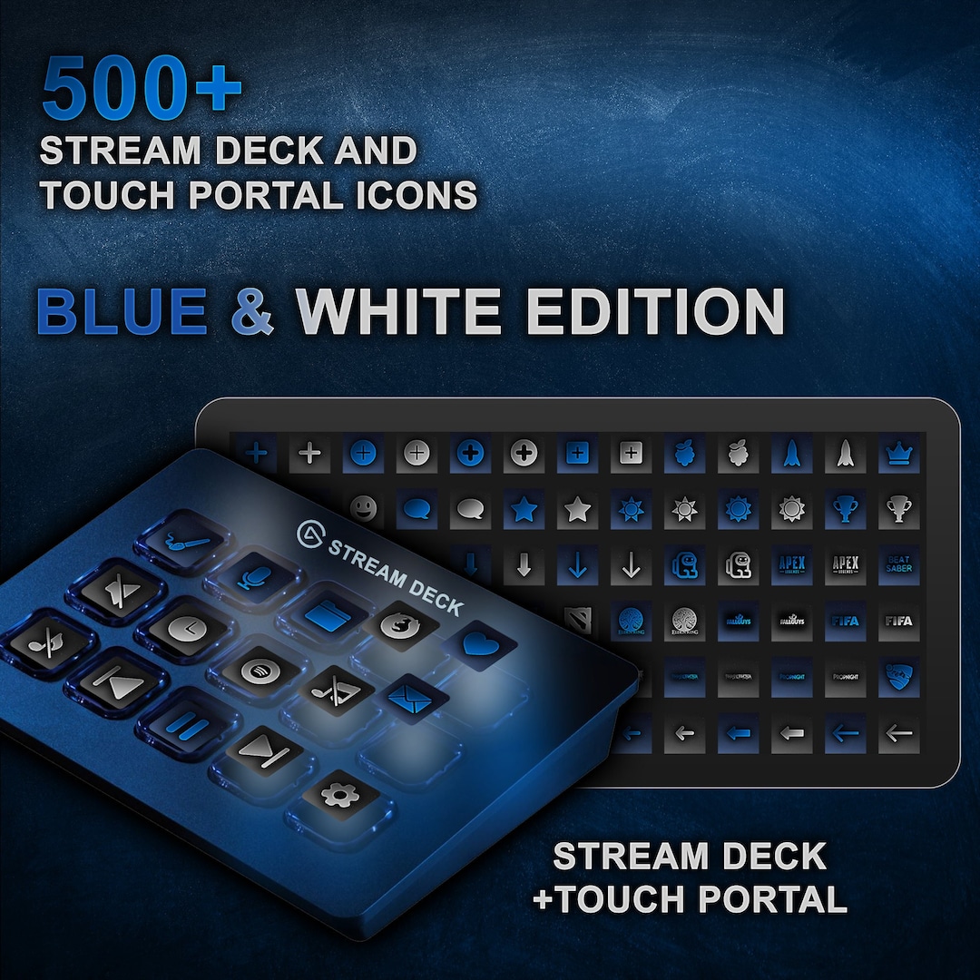 500+ Stream Deck and Touch Portal Icon Set Blue&white Silver Stars ...