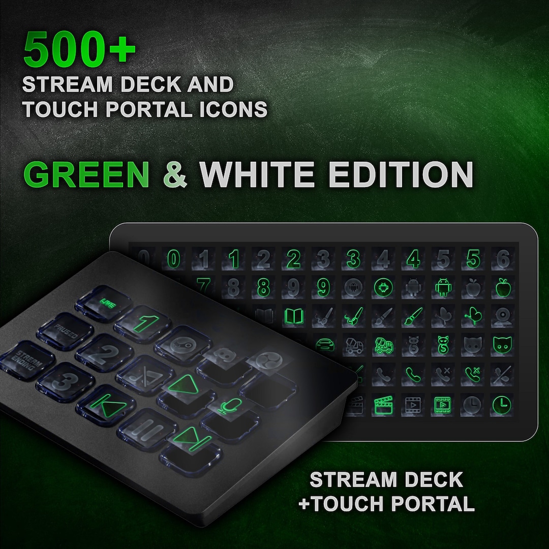 500+ Animated Stream Deck and Touch Portal Icon Set GREEN & White/grey Smoke Sparks | Stretch ...