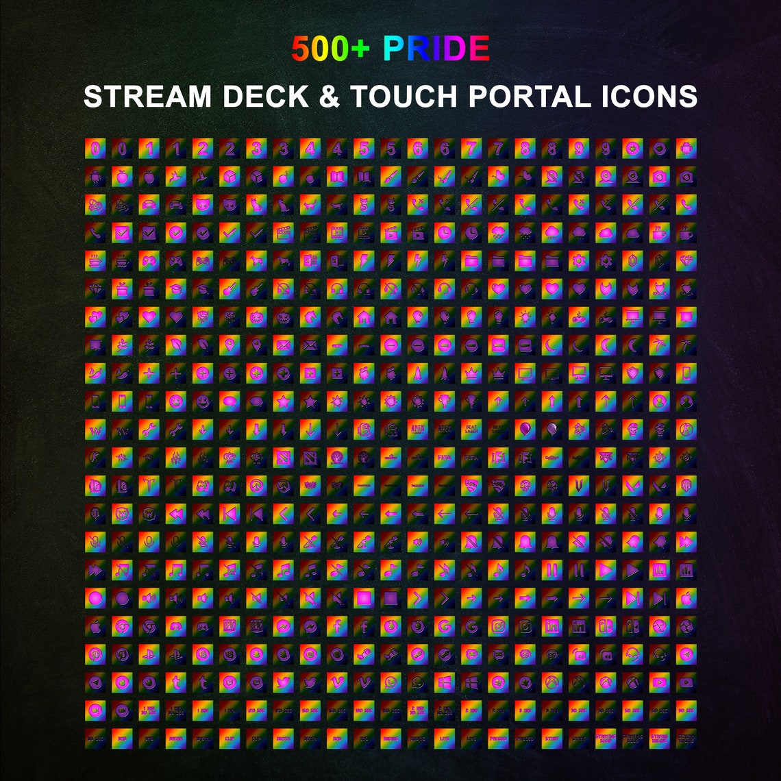 500+ Stream Deck and Touch Portal Icon Set Pride Month Design | Stretch ...