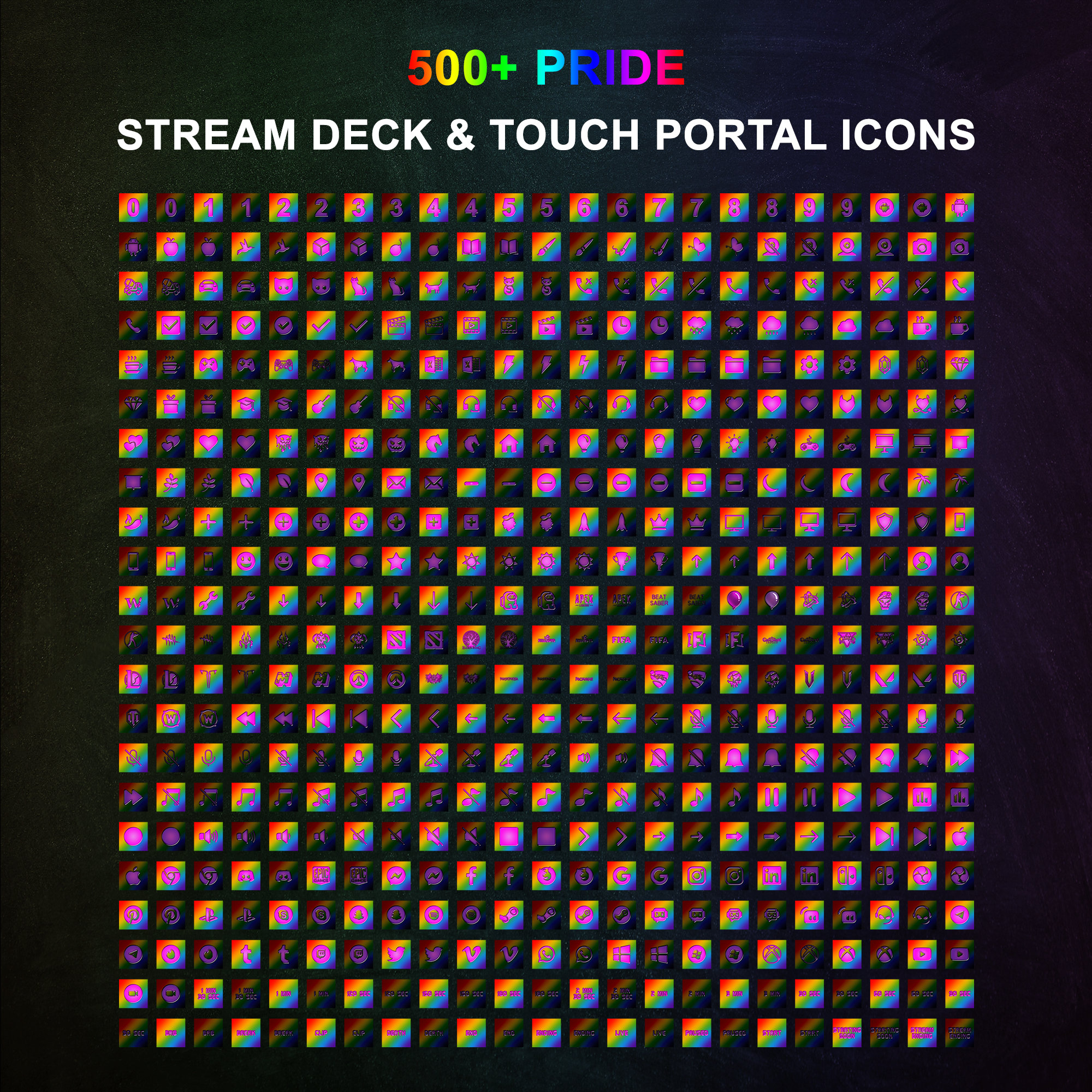 500+ Stream Deck and Touch Portal Icon Set Pride Month Design | Stretch ...