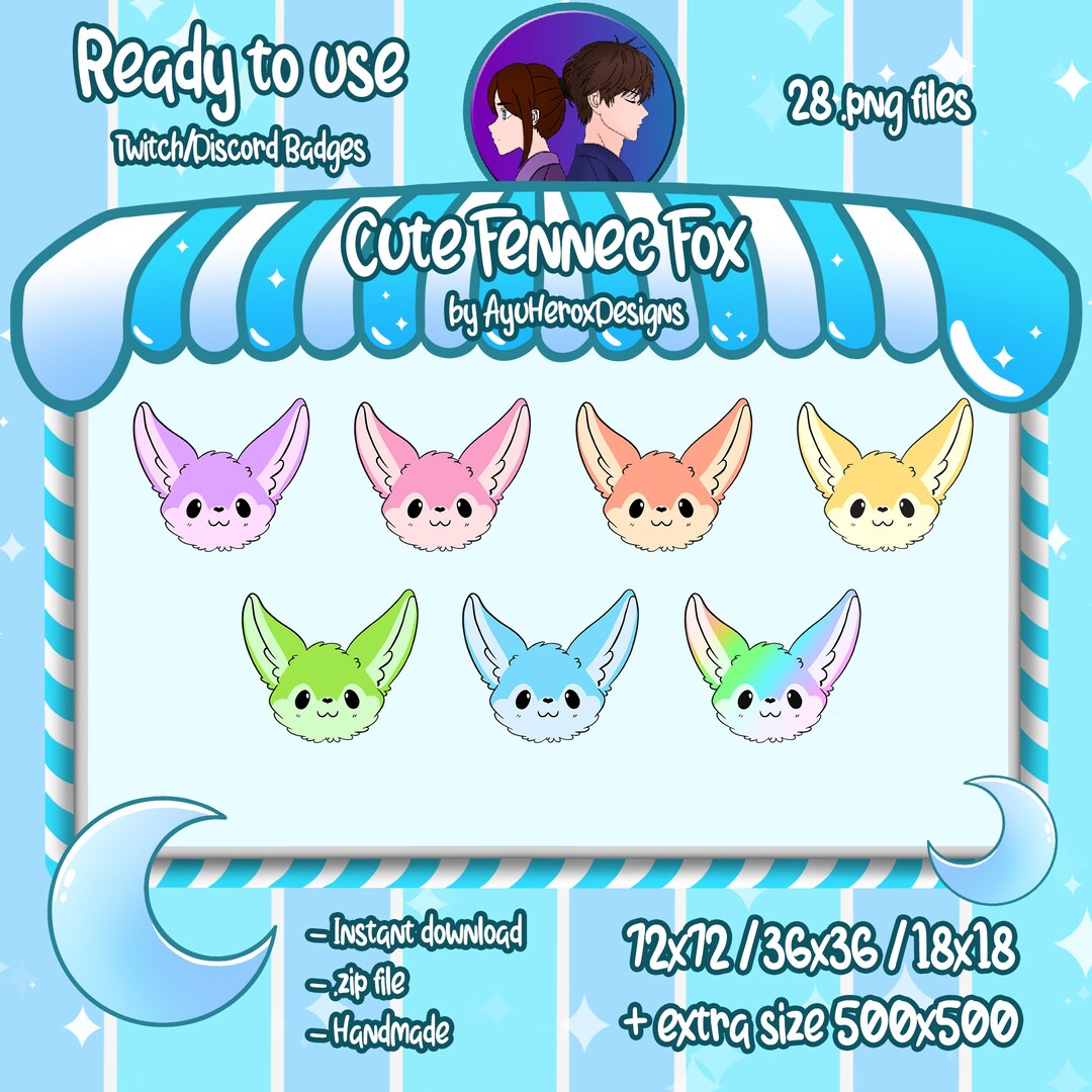 Cute Fennec Fox Twitch/discord Badges - Etsy