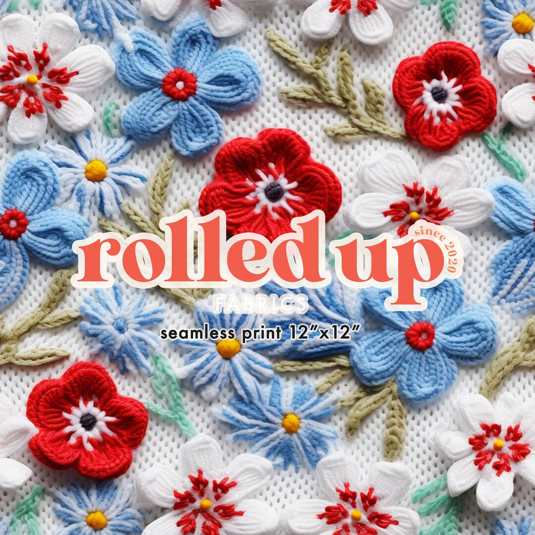 Embroidered Flower Seamless Digital Paper Print Pattern, Red, White and ...