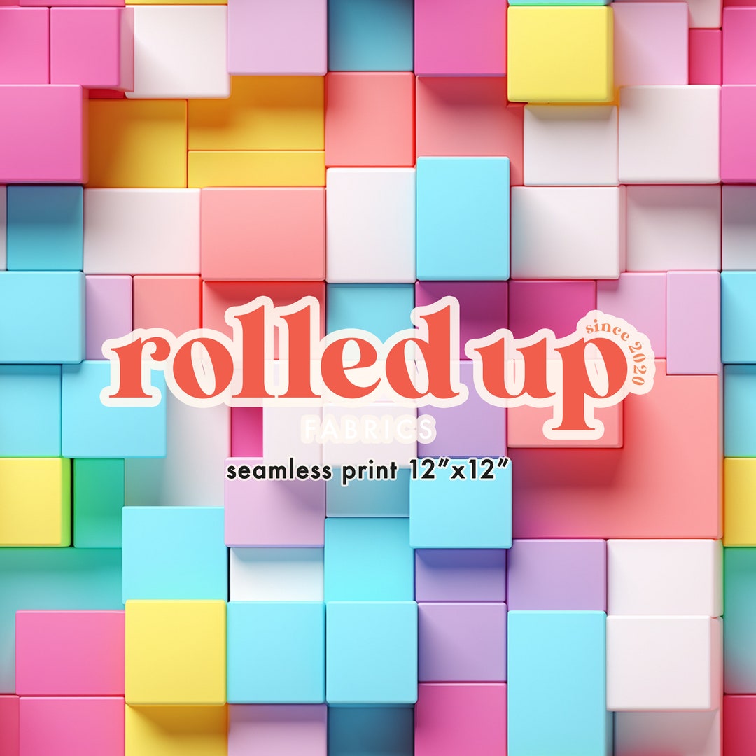 Pastel Rainbow Tetris Seamless Print - Digital Paper, Fun Colourful ...