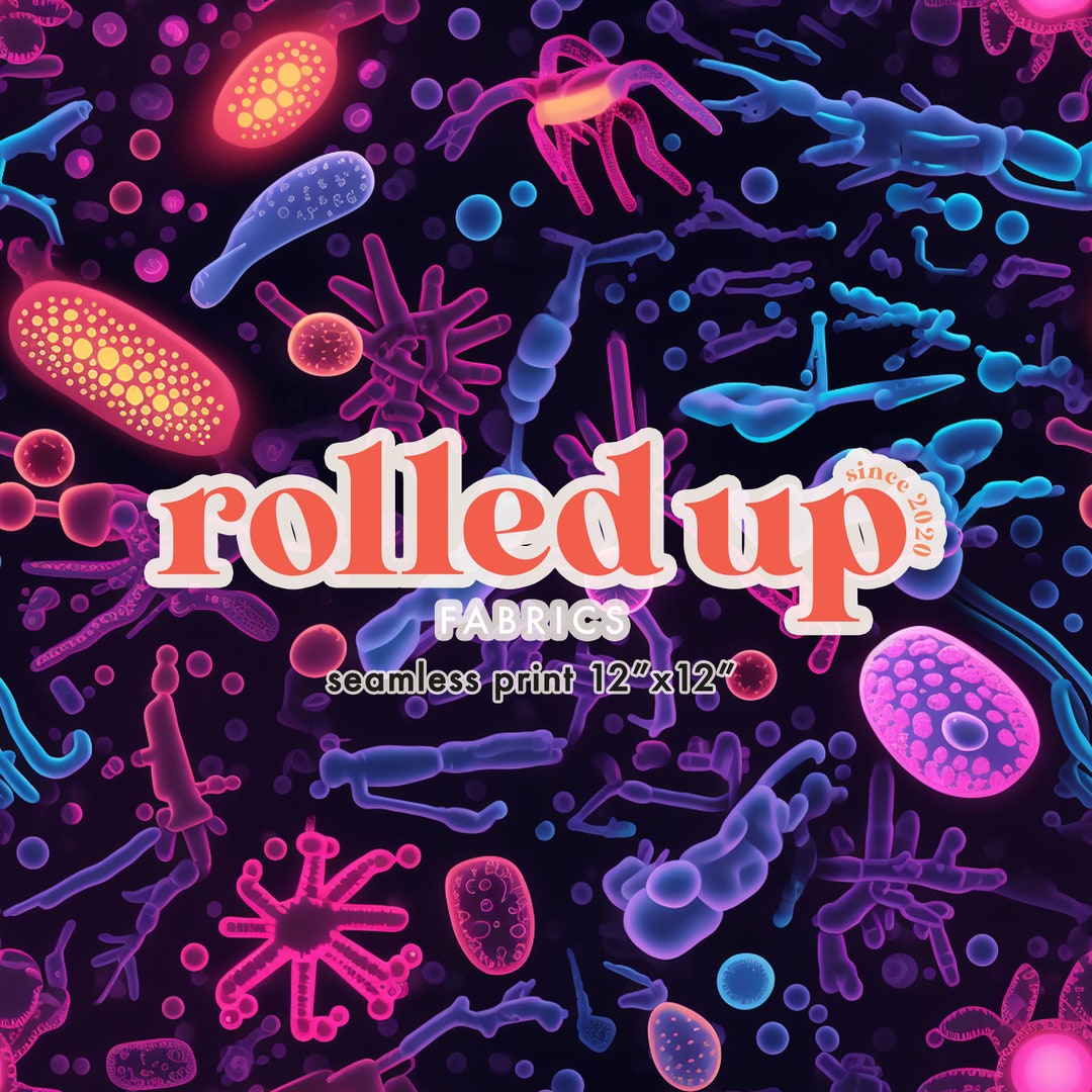 Bacteria Seamless Print - Digital Paper Print Pattern, Fluorescent Germ ...