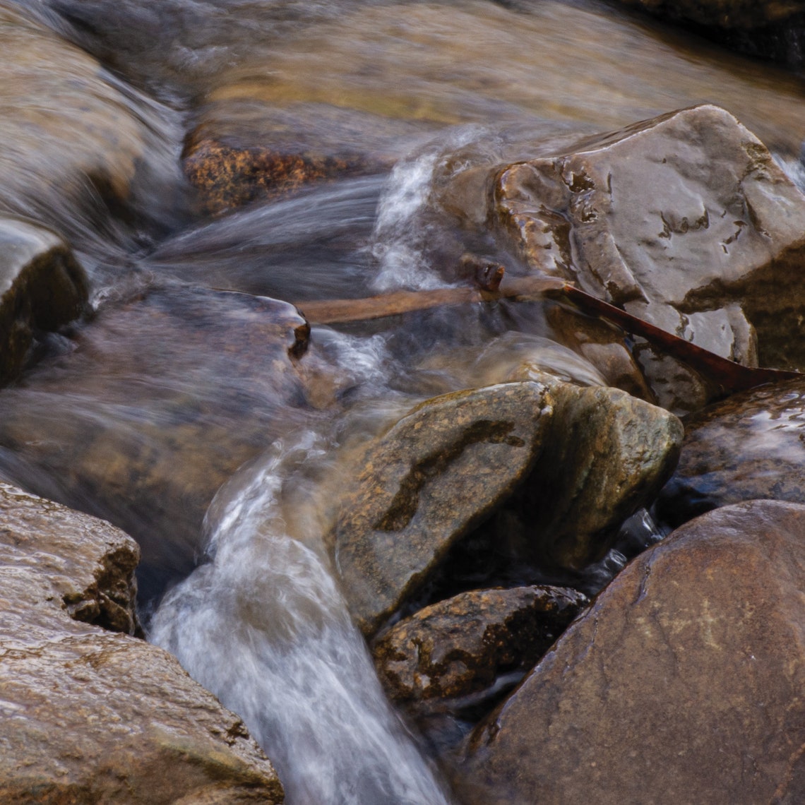 Rocks Boulders in Rapid Section of Creek River With Clear Transparent ...