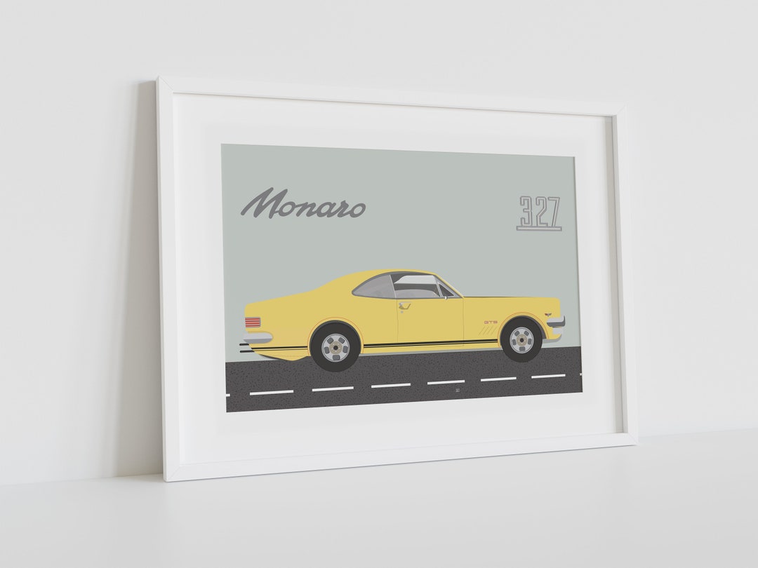 Holden HK GTS Monaro Car Digital Illustration, Holden Muscle Car Wall ...