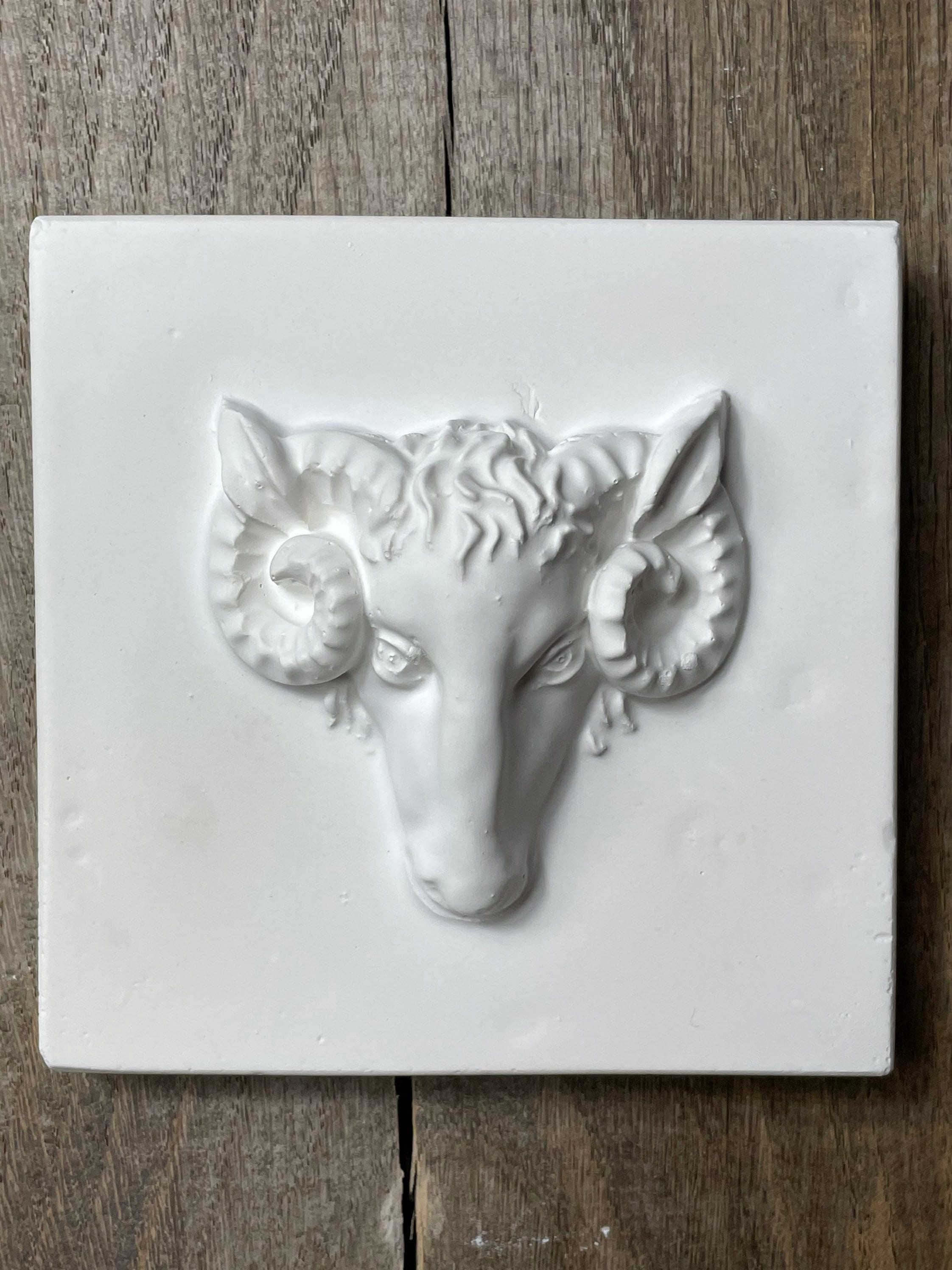 Ram Head, Plaster Plaque, Plaster Cast, Wall Art,tile,decorative Tile ...