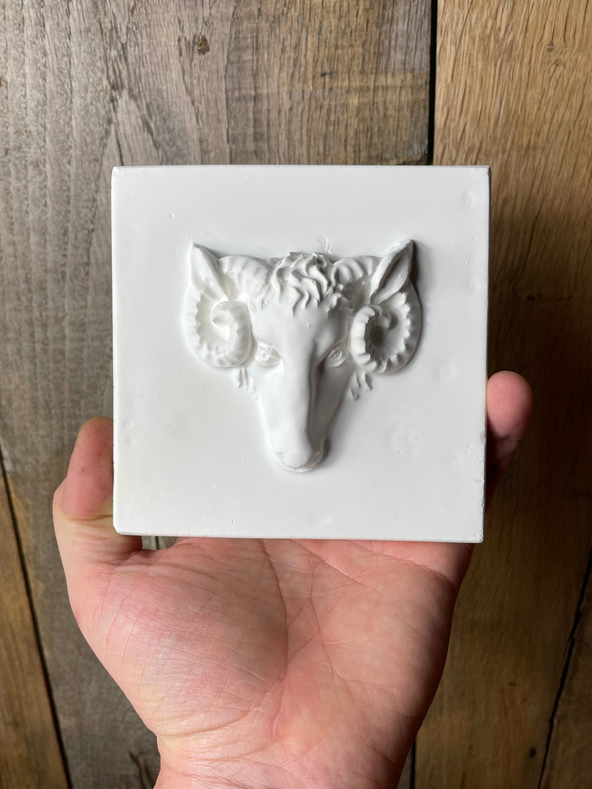 Ram Head, Plaster Plaque, Plaster Cast, Wall Art,tile,decorative Tile ...