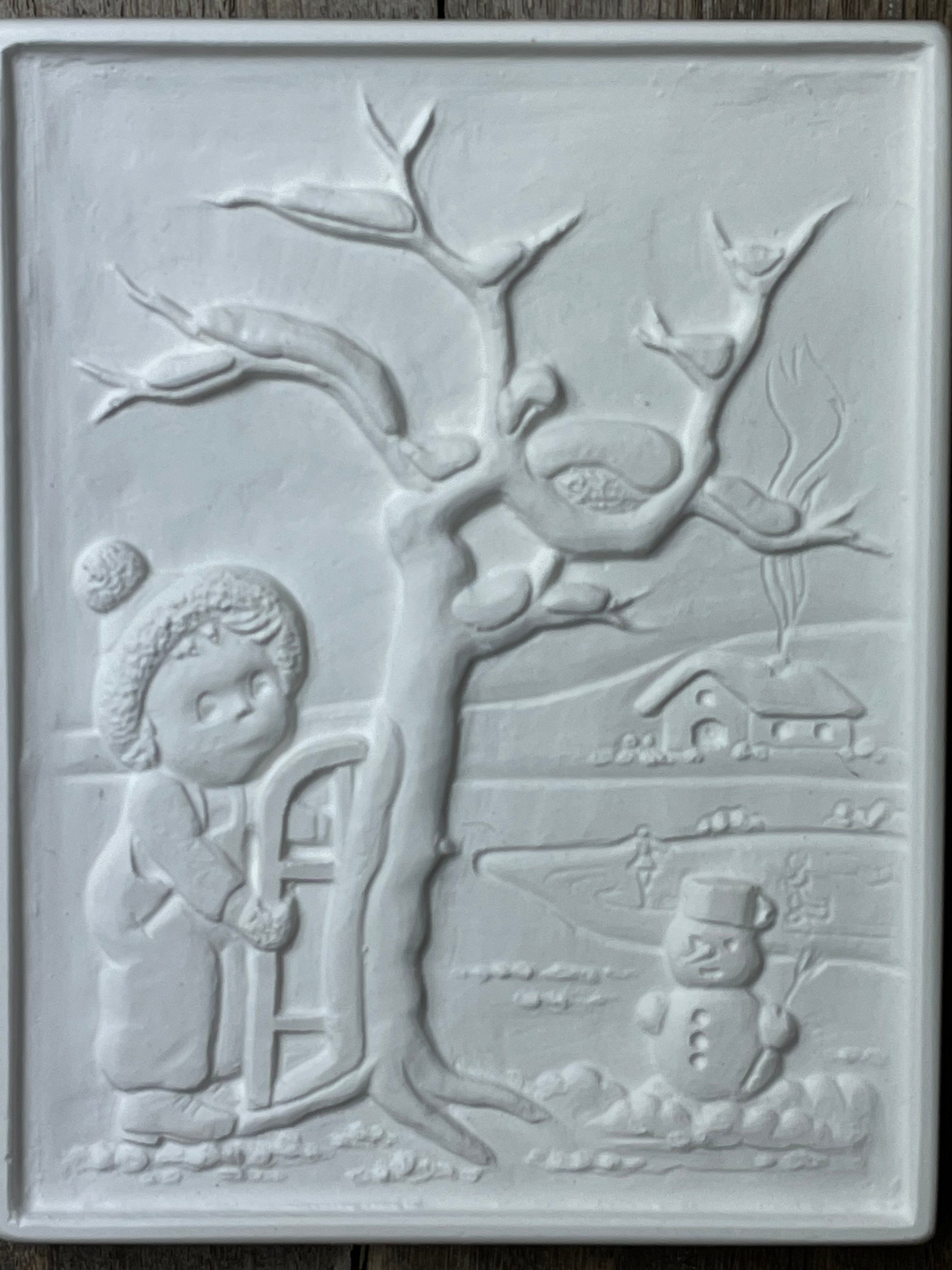 Winterfour Seasons Plaster Plaque Plaster Cast Wall Art - Etsy