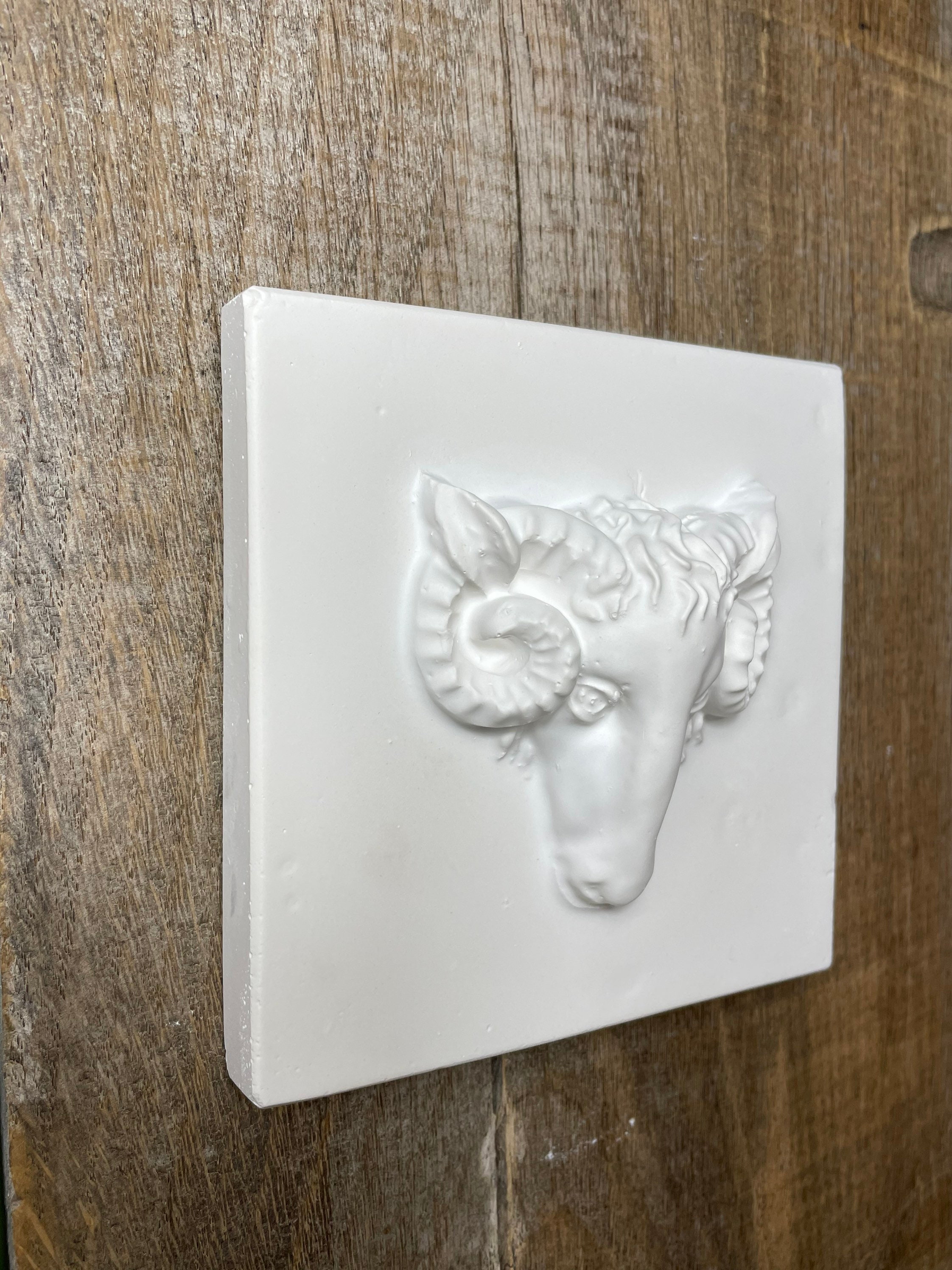 Ram Head, Plaster Plaque, Plaster Cast, Wall Art,tile,decorative Tile ...