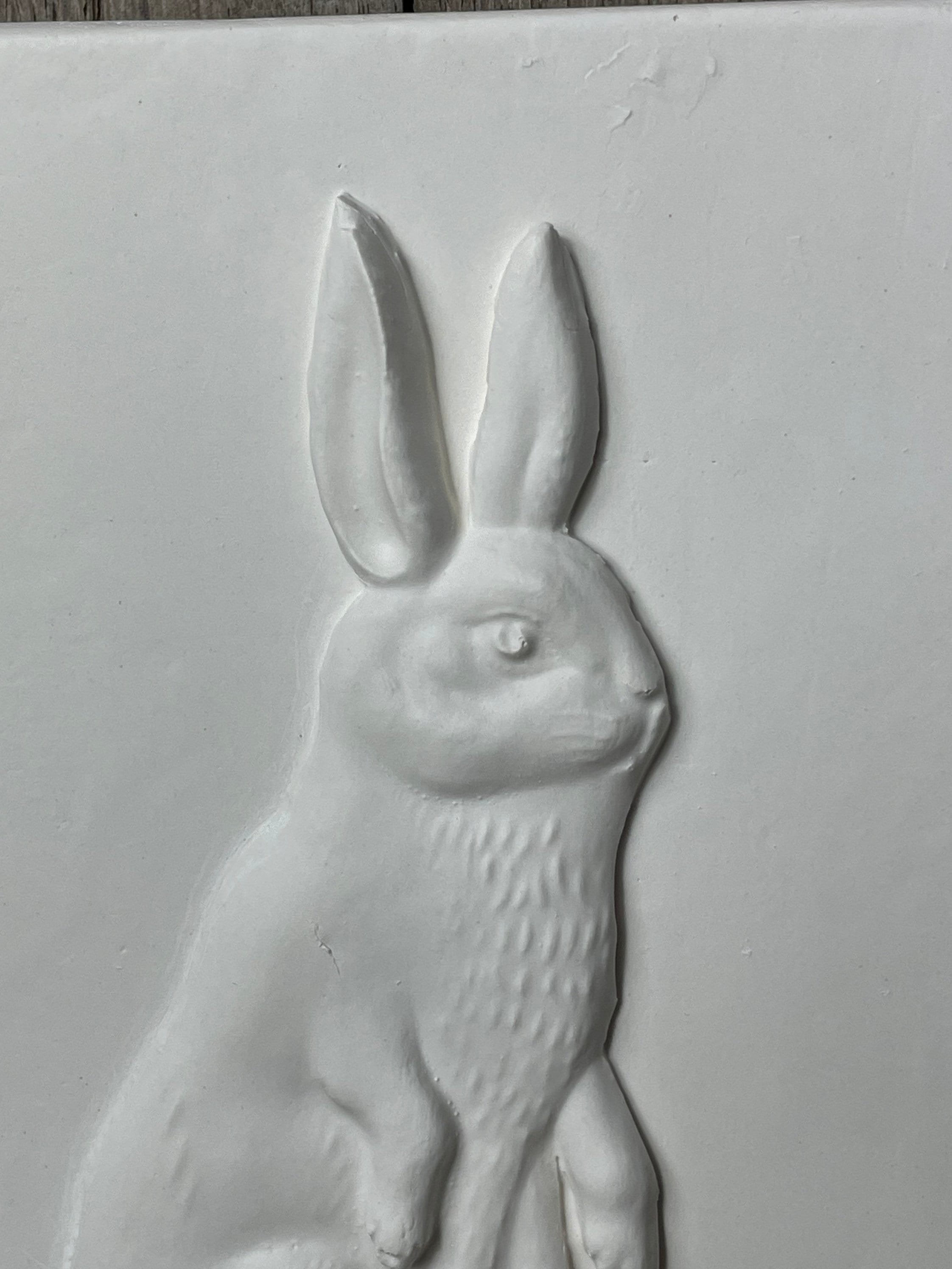 Rabbit, Decorative Tile, Plaster Cast, Wall Art, Cottage, Nature - Etsy