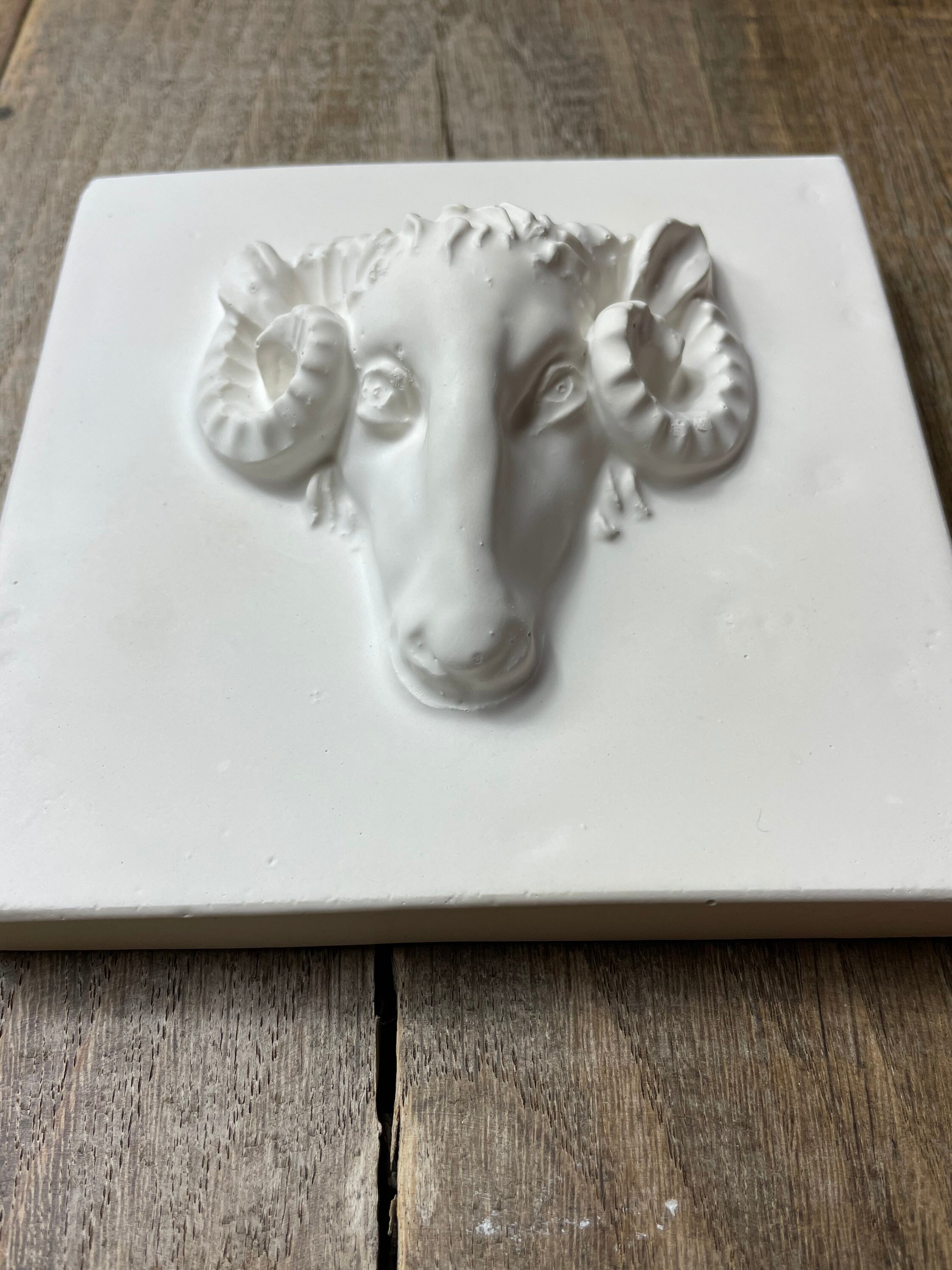 Ram Head, Plaster Plaque, Plaster Cast, Wall Art,tile,decorative Tile ...