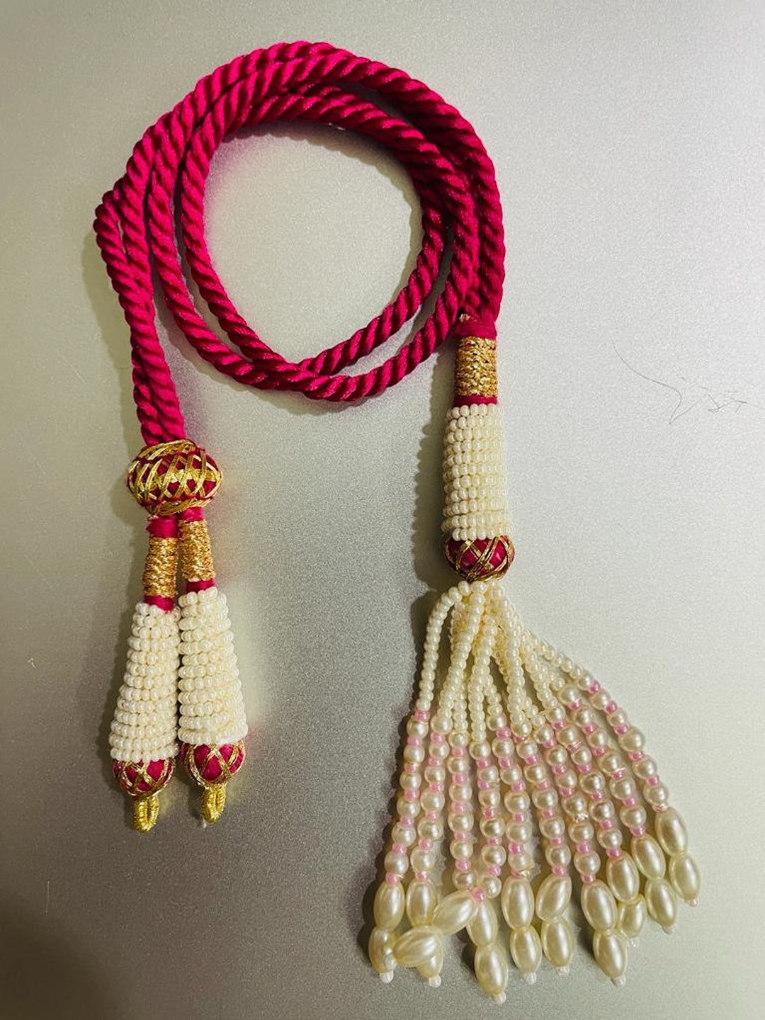 Adjustable Handmade Pink Necklace Thread, Indian Necklace Jewelry Cord ...