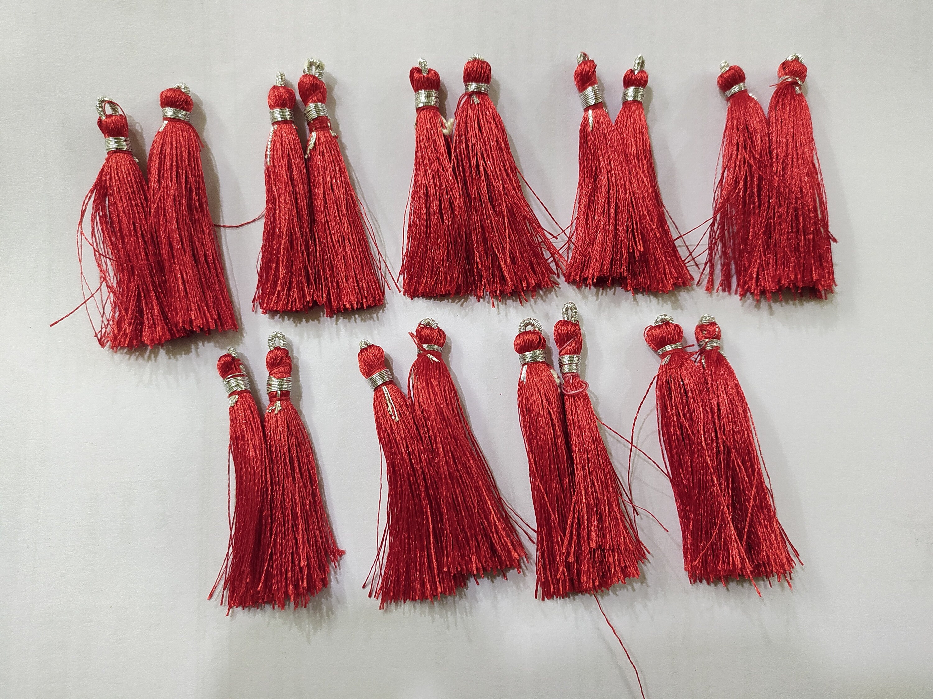 Borla de seda, color rojo, 2 pulgadas (aprox.), borla de seda hecha a ...
