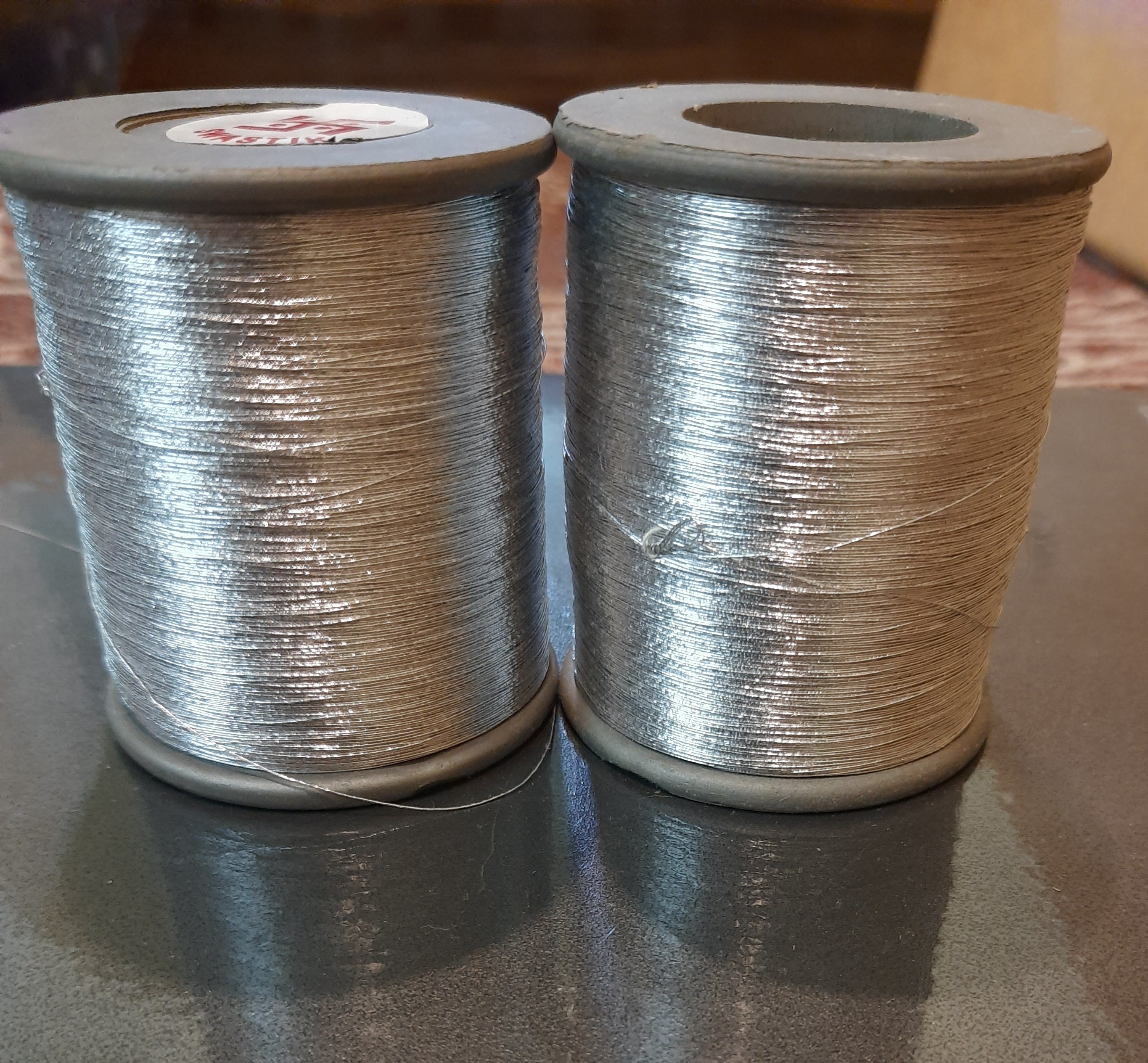 Silver Zari Metallic Thread-hand Machine Embroidery -metallic Sewing ...