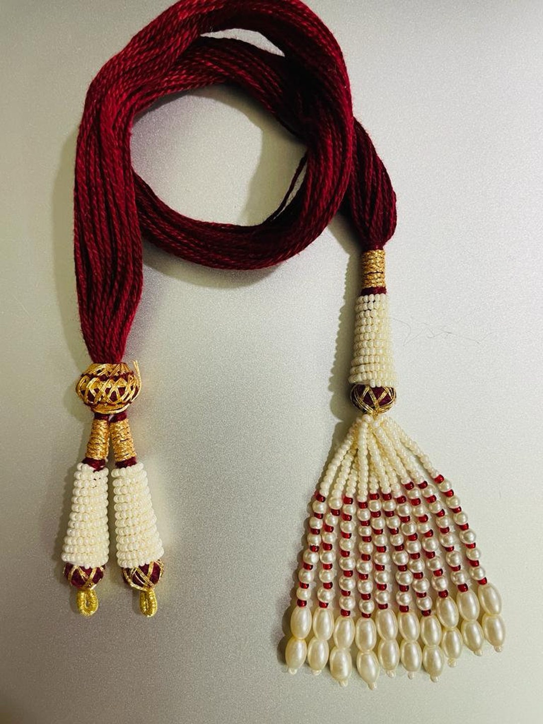 Adjustable Handmade Maroon Necklace Thread | Indian Necklace Jewelry ...