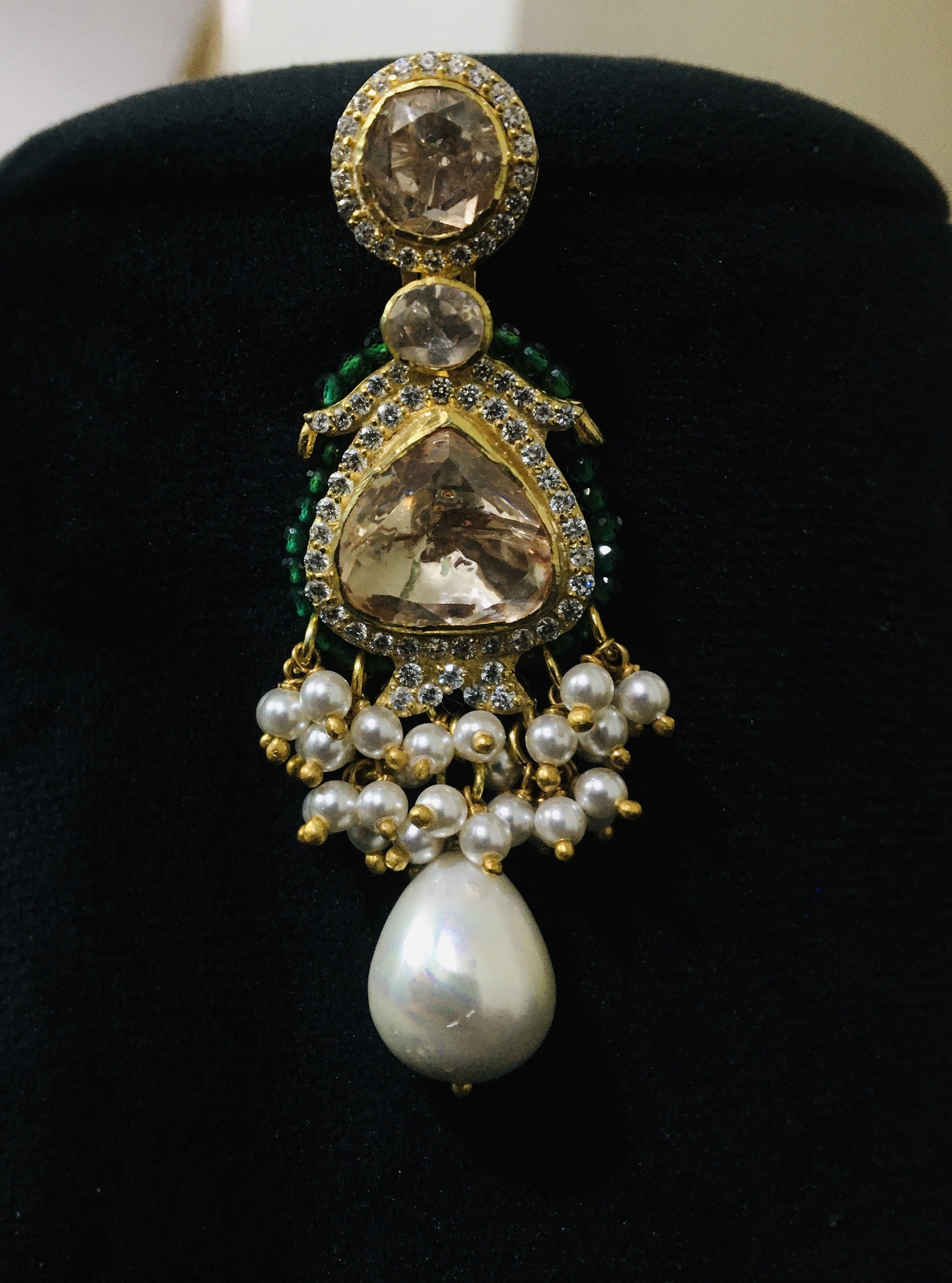 Silver Moissanite Polki With Pearls Earring Moissanite Kundan - Etsy