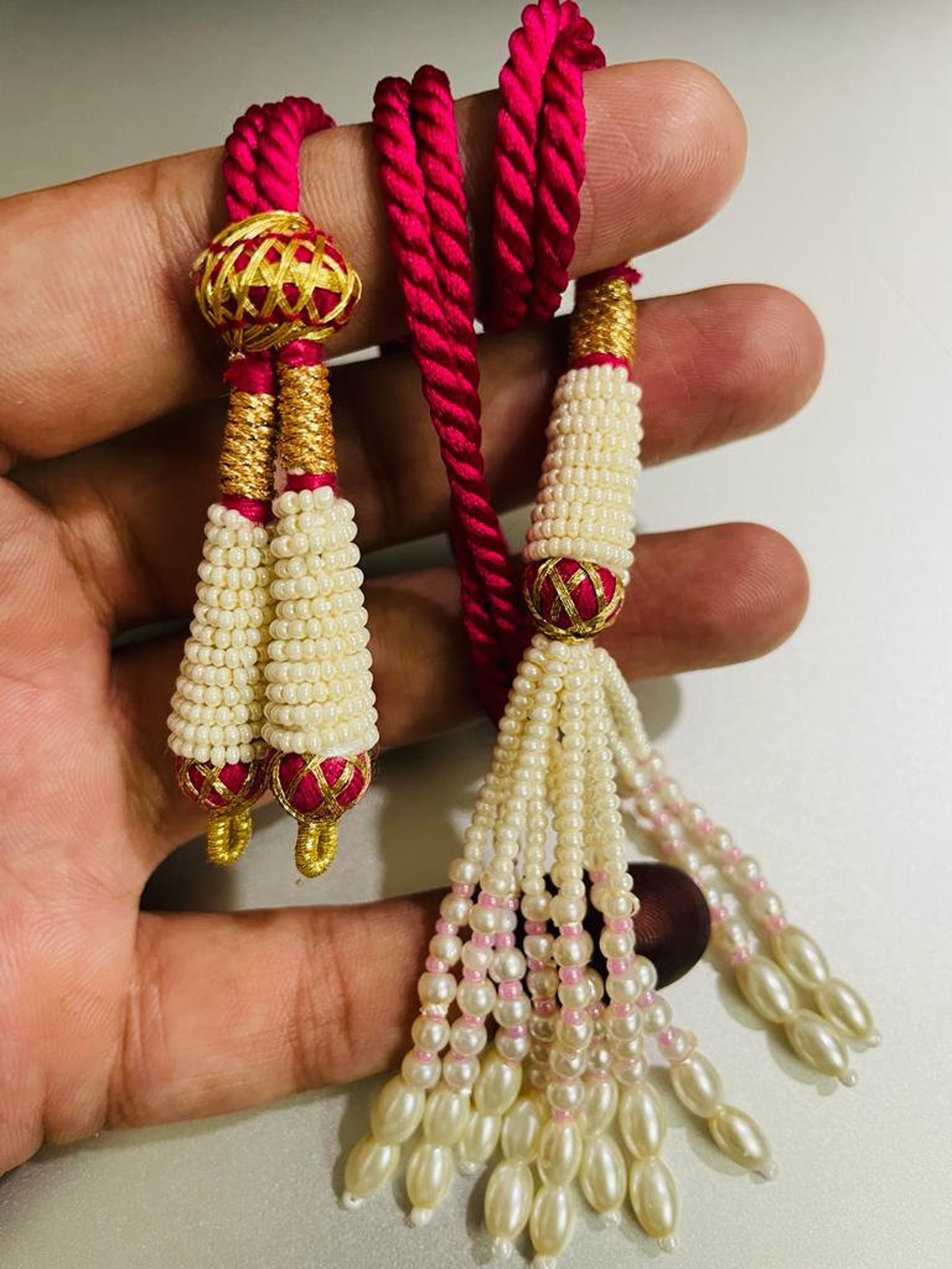 Adjustable Handmade Pink Necklace Thread, Indian Necklace Jewelry Cord ...