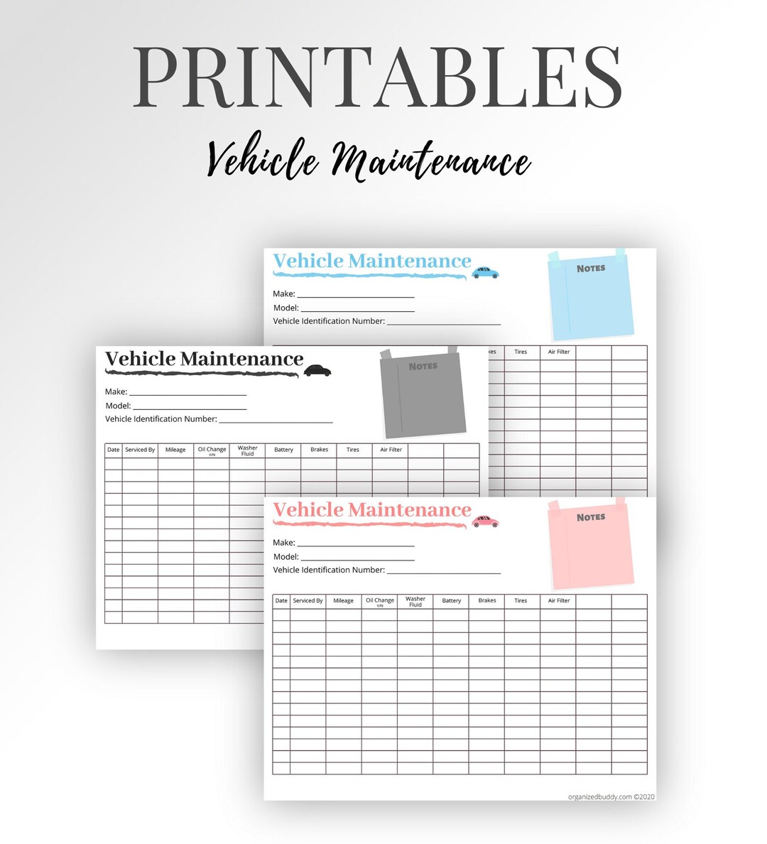 Vehicle Maintenance Log - Vehicle Service Tracker - Vehicle Repairs ...