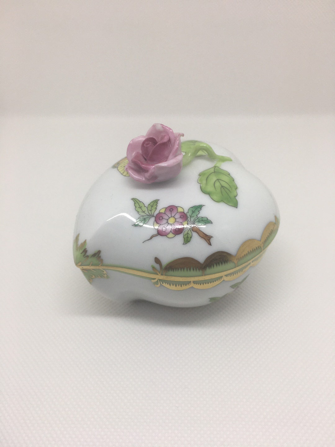 Herend Pink Rose Bon Bon Box - Etsy