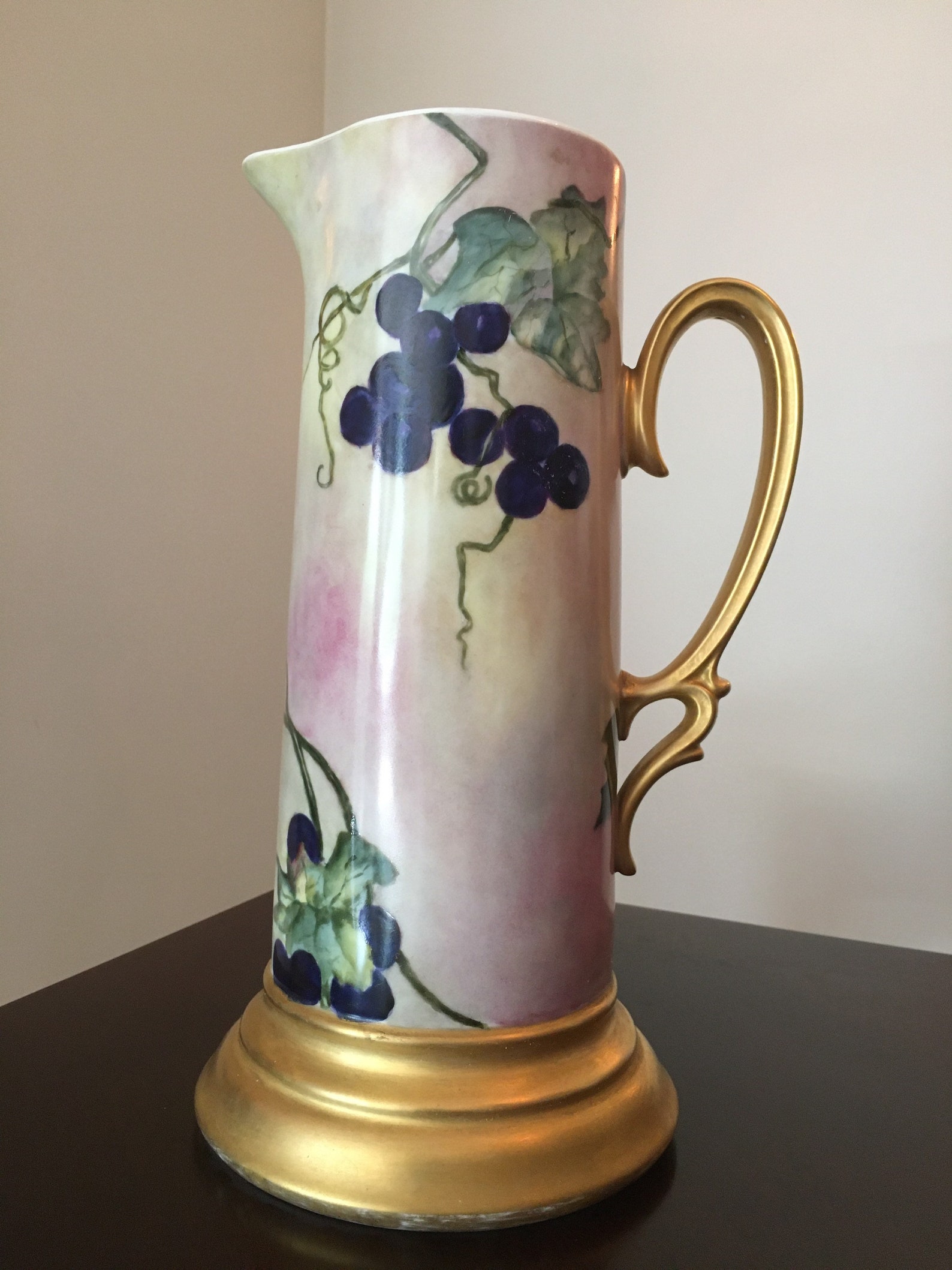 Hand Painted Pitcher With Grapes and Gold Detail - Etsy