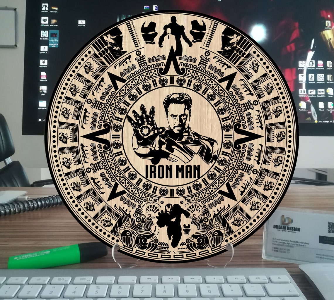 Iron Man Marvel V3 Like Aztec Calendar 2021. Vector Dxf - Etsy Canada
