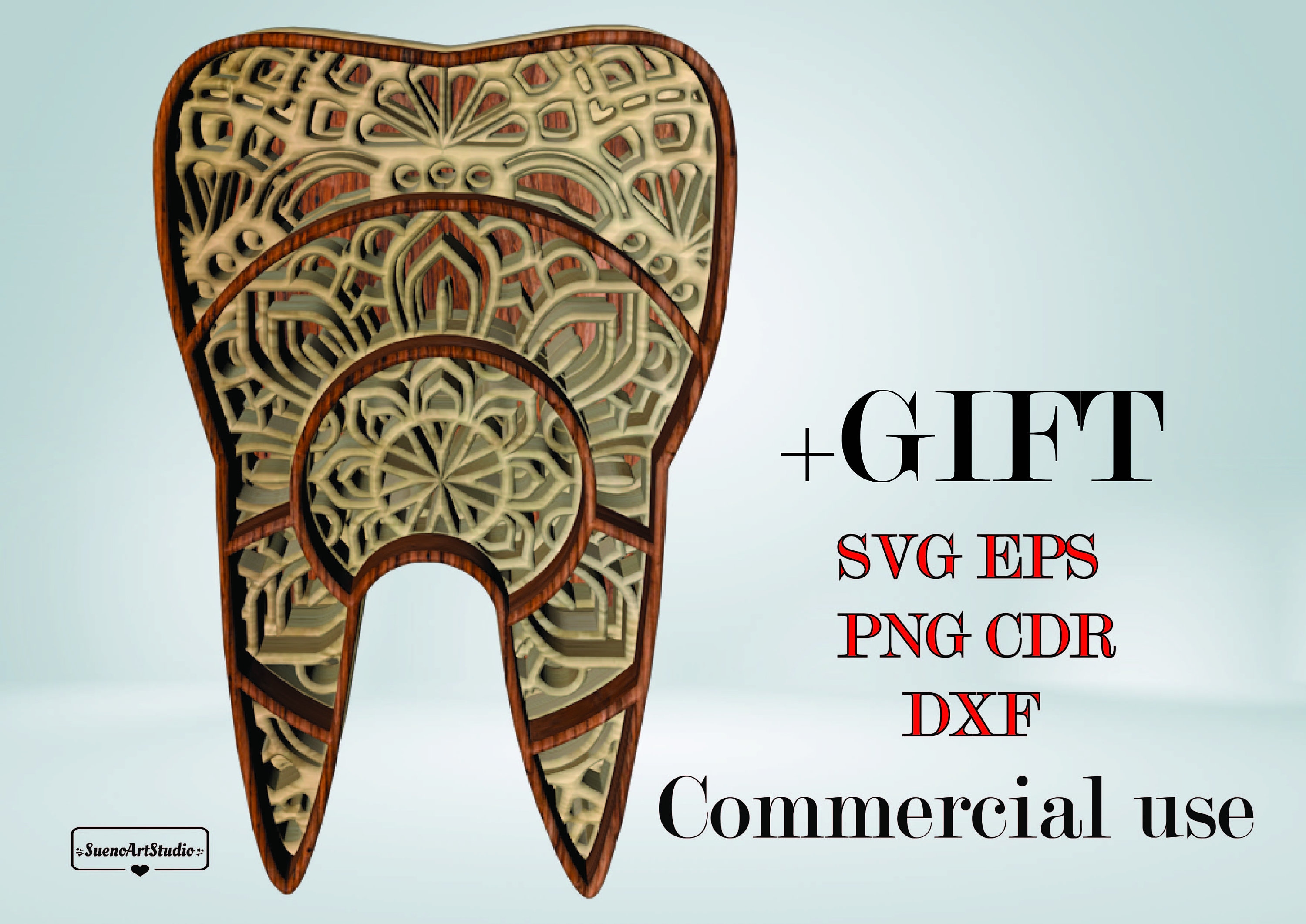 Teeth Digital Download 4 Layers 3 D Mandala Svg Eps - Etsy UK