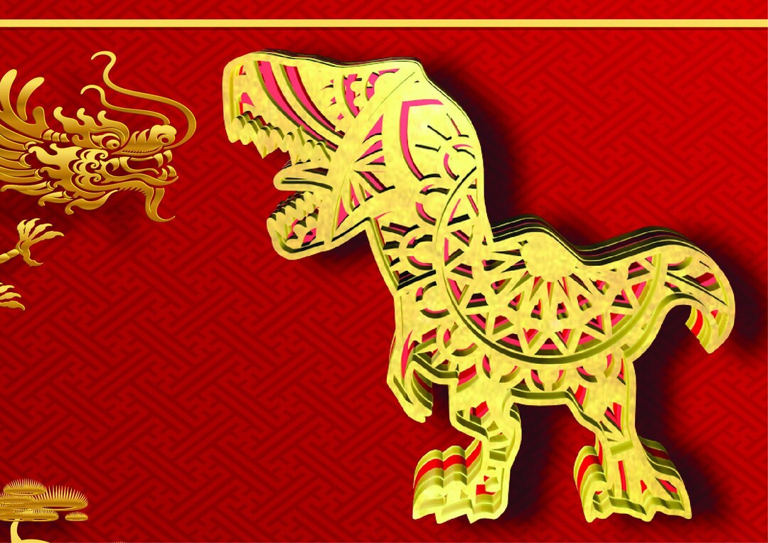 DRAGON T-rex , Digital Download ,4 Layers , 3 D , Svg , Eps , Png , Cdr ...