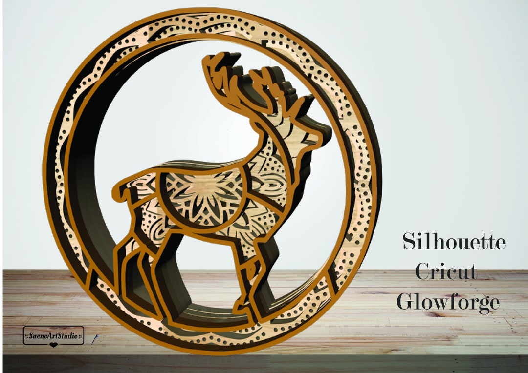 Elk in Circle , Digital Download , 4 Layers , 3 D Mandala , Svg , Eps ...