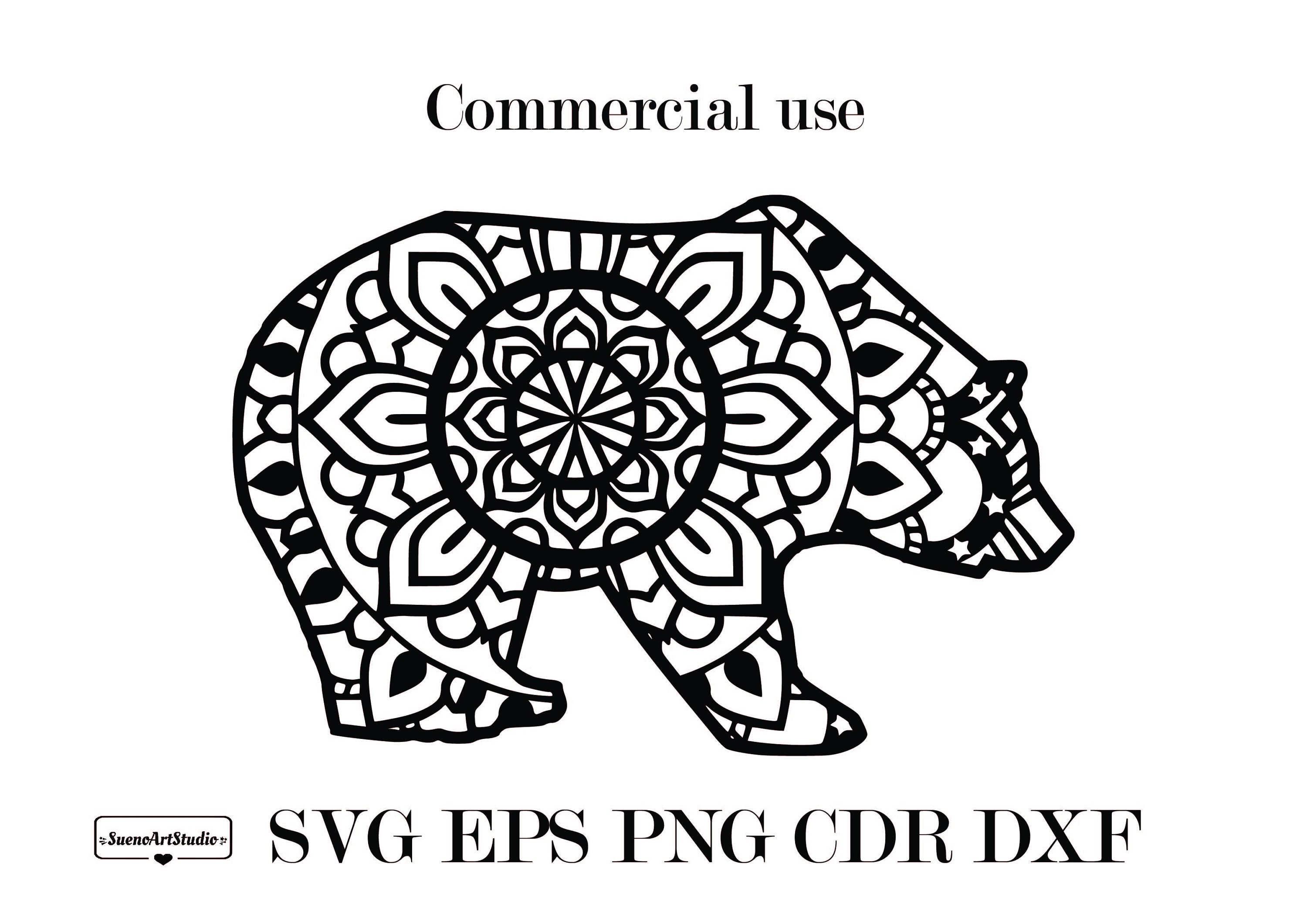 Mandala de oso Descarga digital Svg Eps Png Cdr Dxf - Etsy México