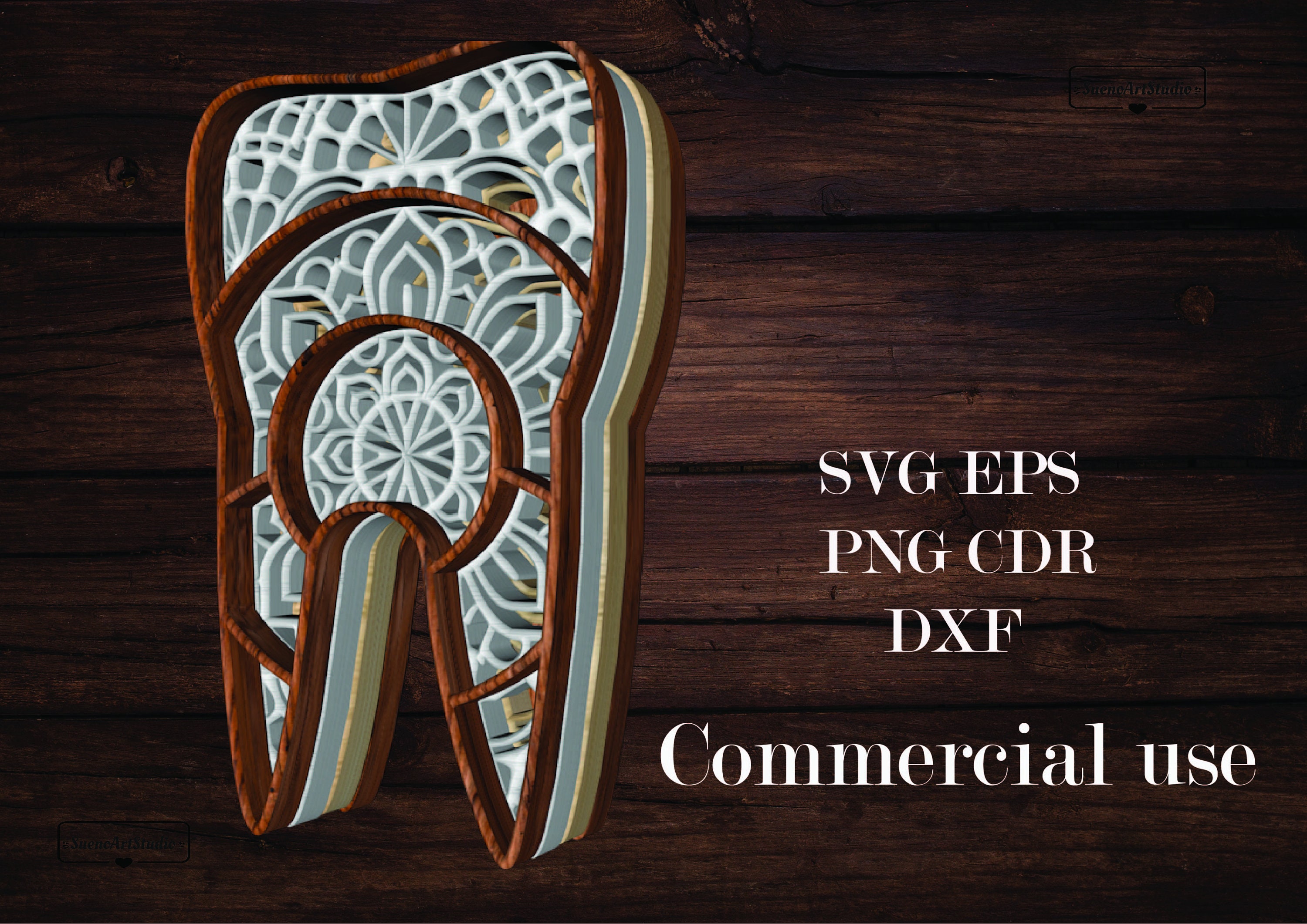 Teeth Digital Download 4 Layers 3 D Mandala Svg Eps - Etsy UK