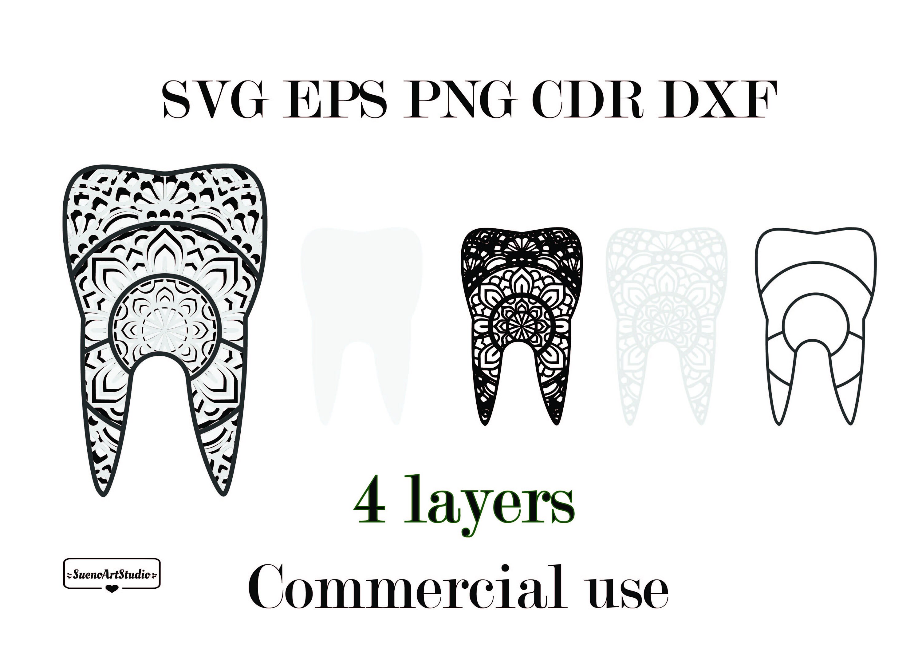 Teeth Digital Download 4 Layers 3 D Mandala Svg Eps - Etsy UK