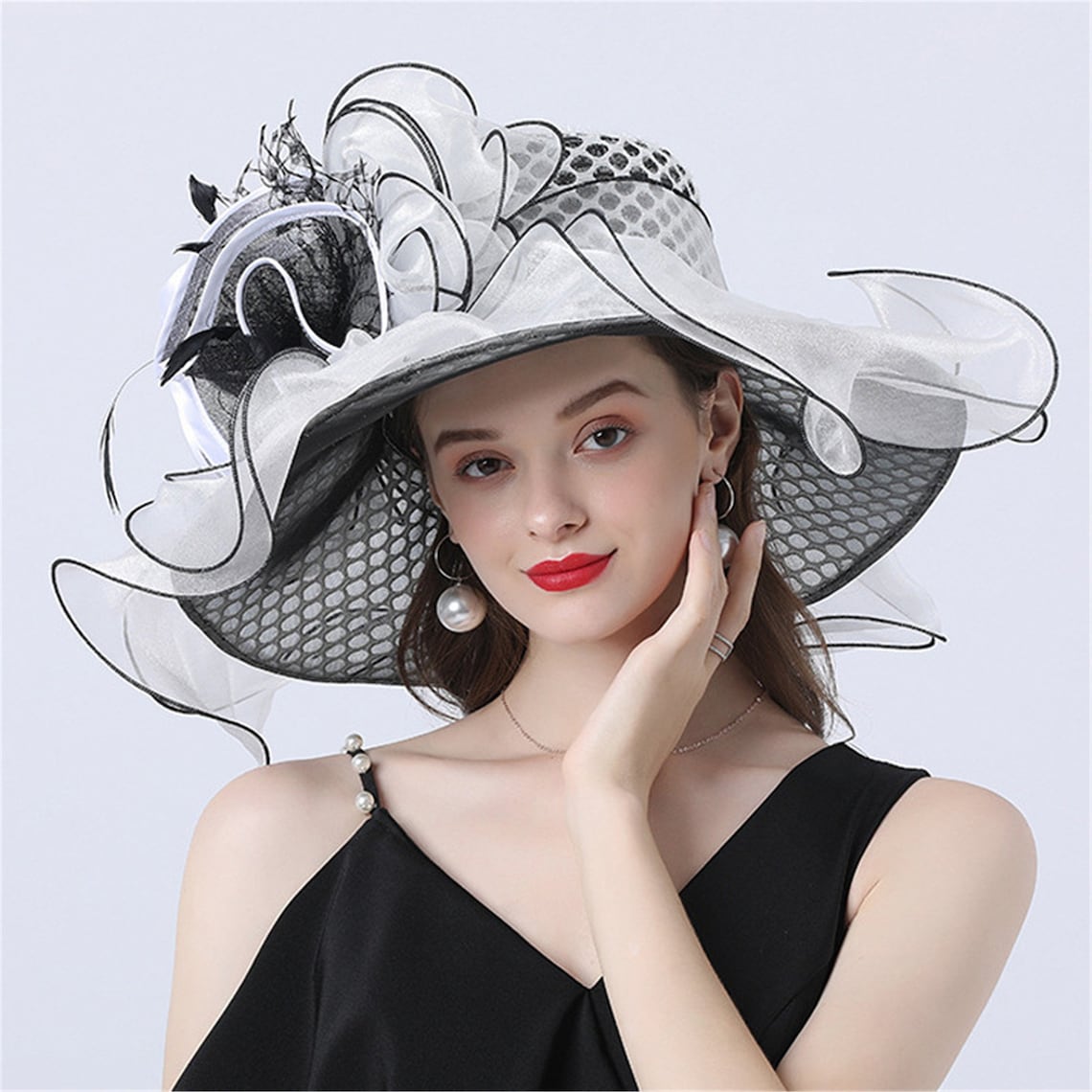 Womens Organza Big Brim Hat Kentucky Derby Tea Party Etsy