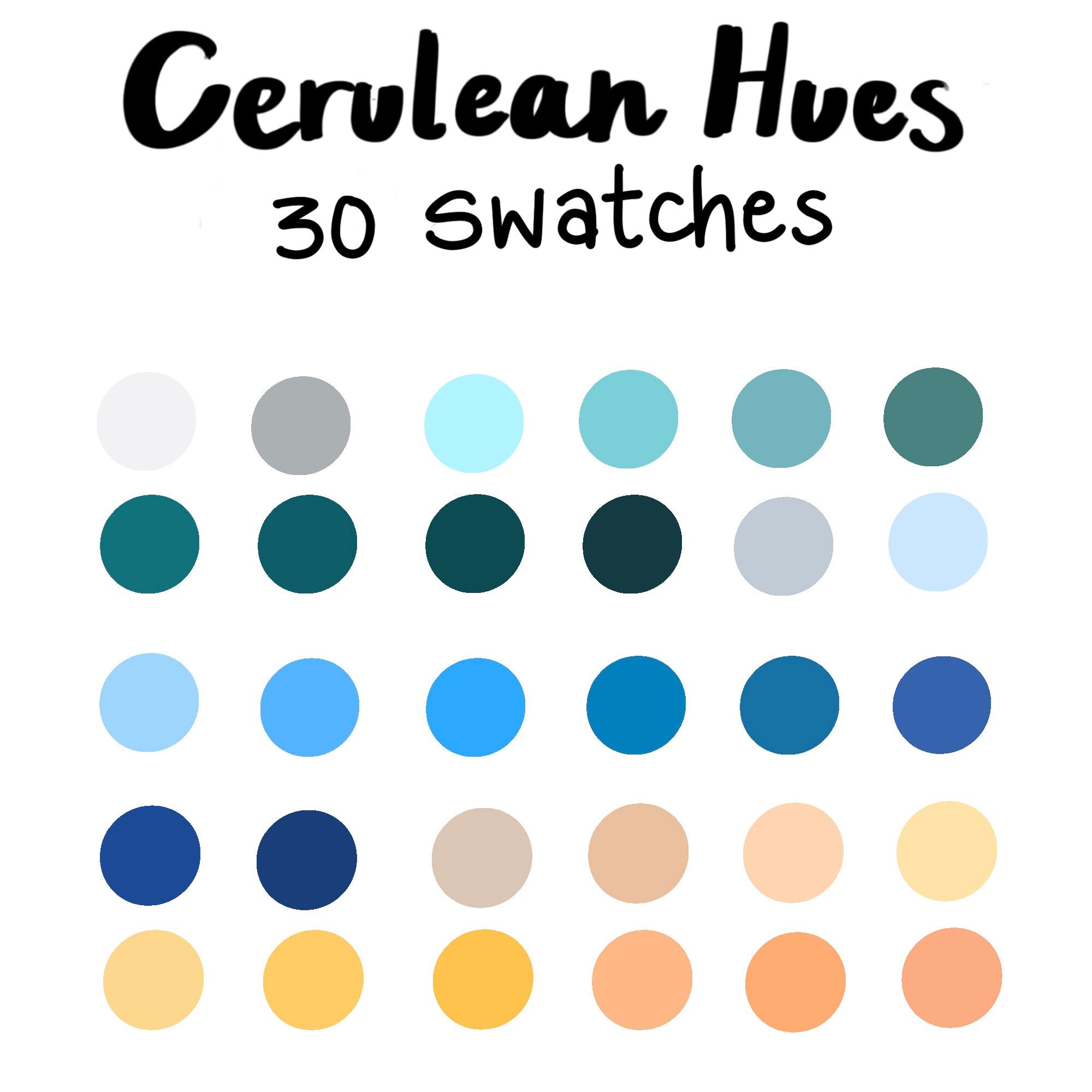 Cerulean Hues 30 color palettes for procreate | Etsy