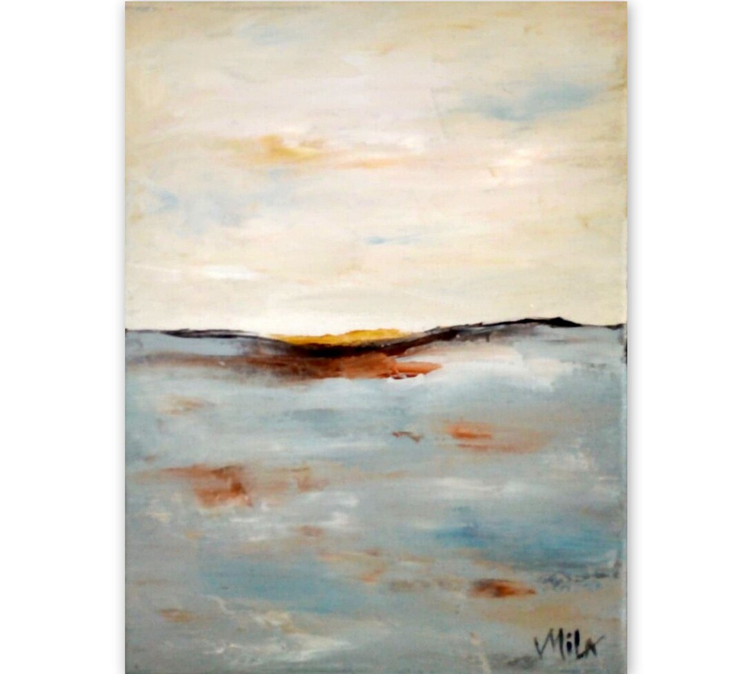 Painting Abstract Minimalistic Landscape Muted Tones Soft Pallette Wall ...