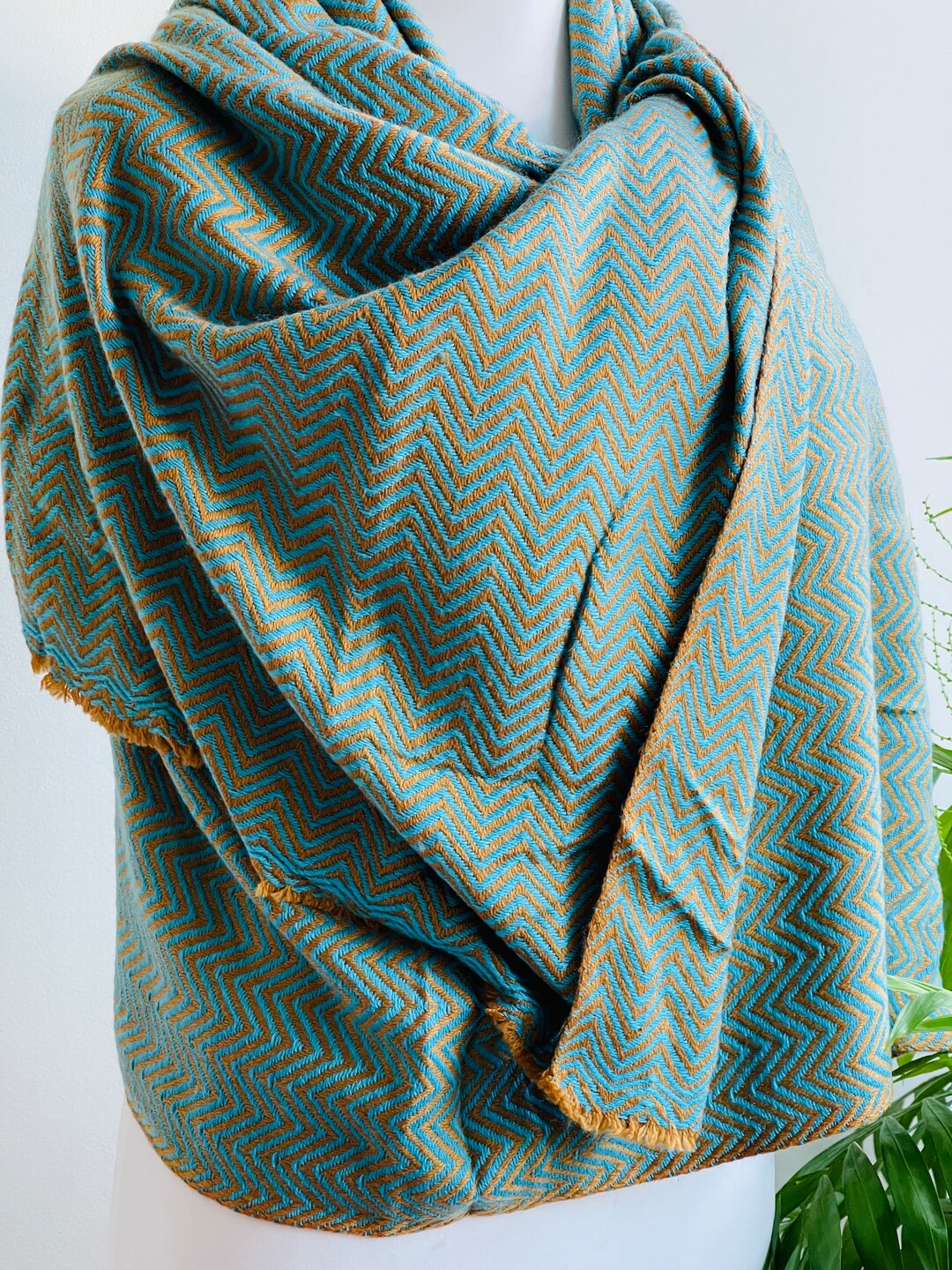 Large Oversized WOOL SCARF Wrap, Unisex GREEN Scarf Merino Lightweight ...