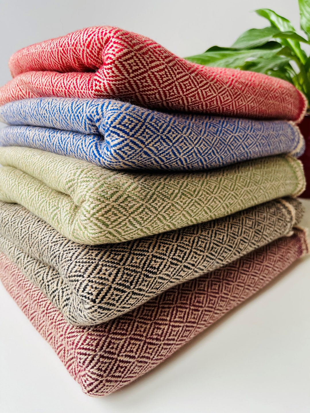 Nepal Handmade Soft Wool Cashmere Scarf Wrap, Unisex Plain Merino Wool ...