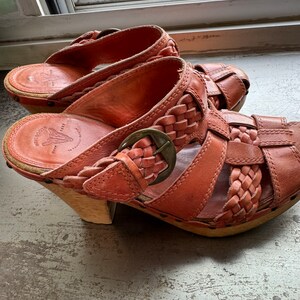 FRYE Vintage Burnt Orange, Braided-leather & Studded Wooden Clogs - Etsy