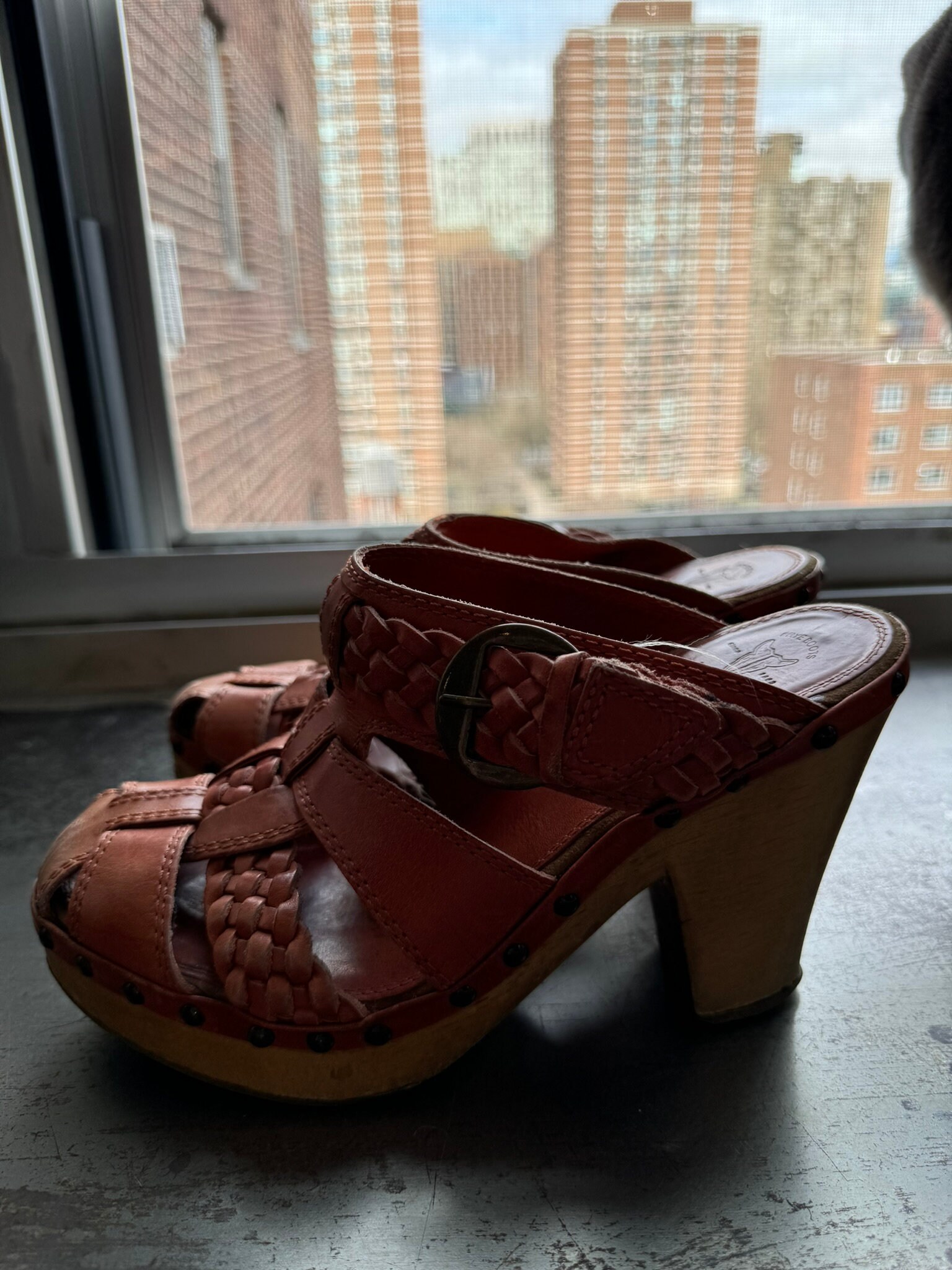 FRYE Vintage Burnt Orange, Braided-leather & Studded Wooden Clogs - Etsy