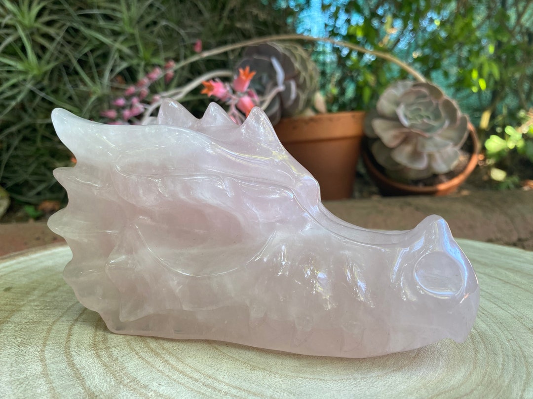 Dragon Head Rose Quartz Love Protection and Wisdom - Etsy