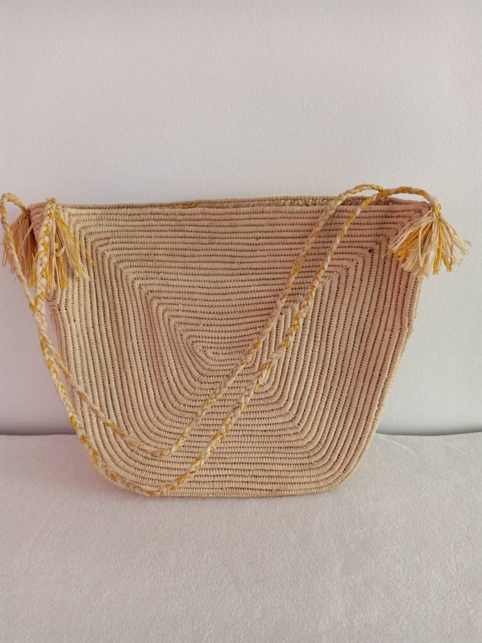 Sac cabas en raffia naturelle et cuir Sac cabas en raphia | Etsy
