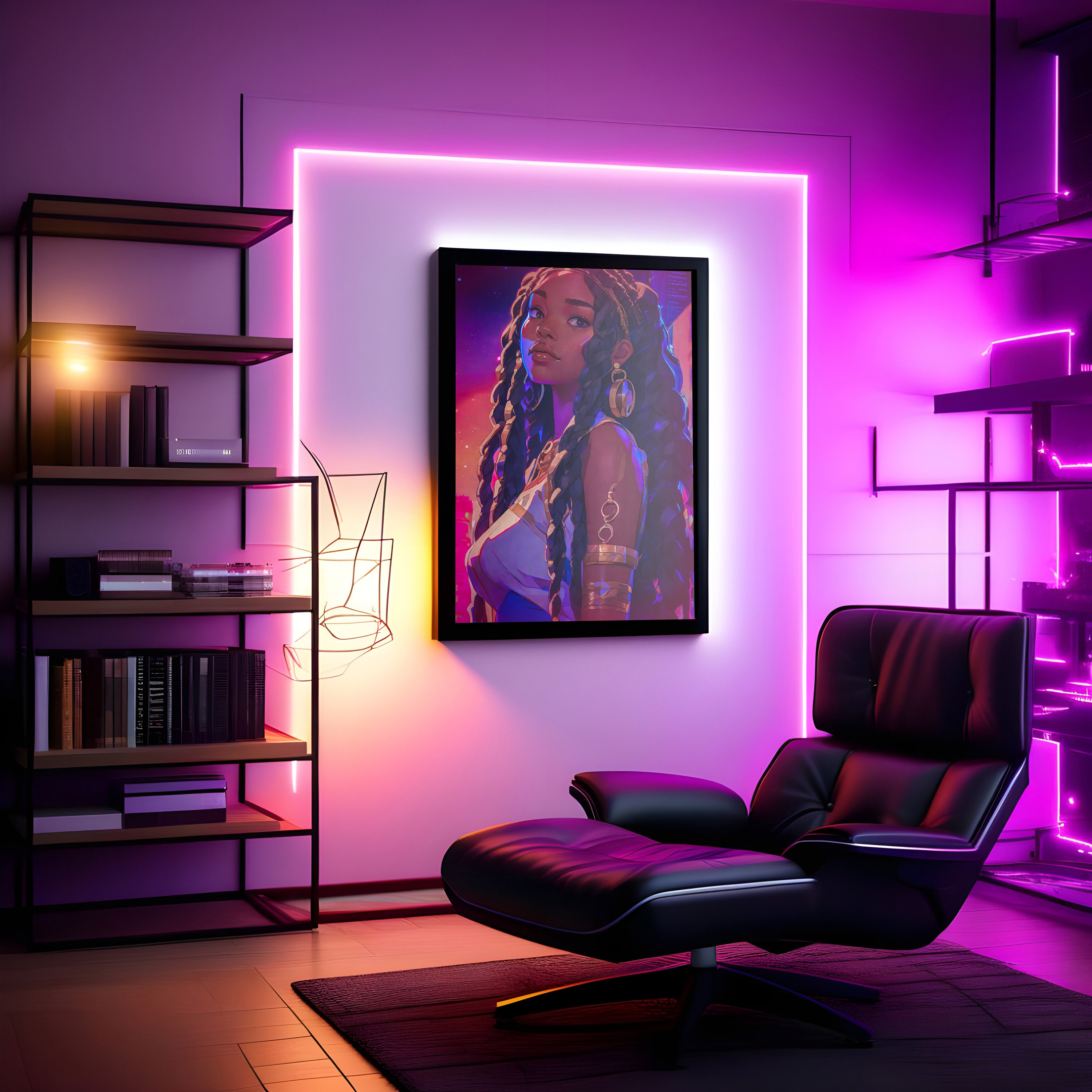 14 Digital Divas Neon Gamer Realm Black Woman Art, African American ...