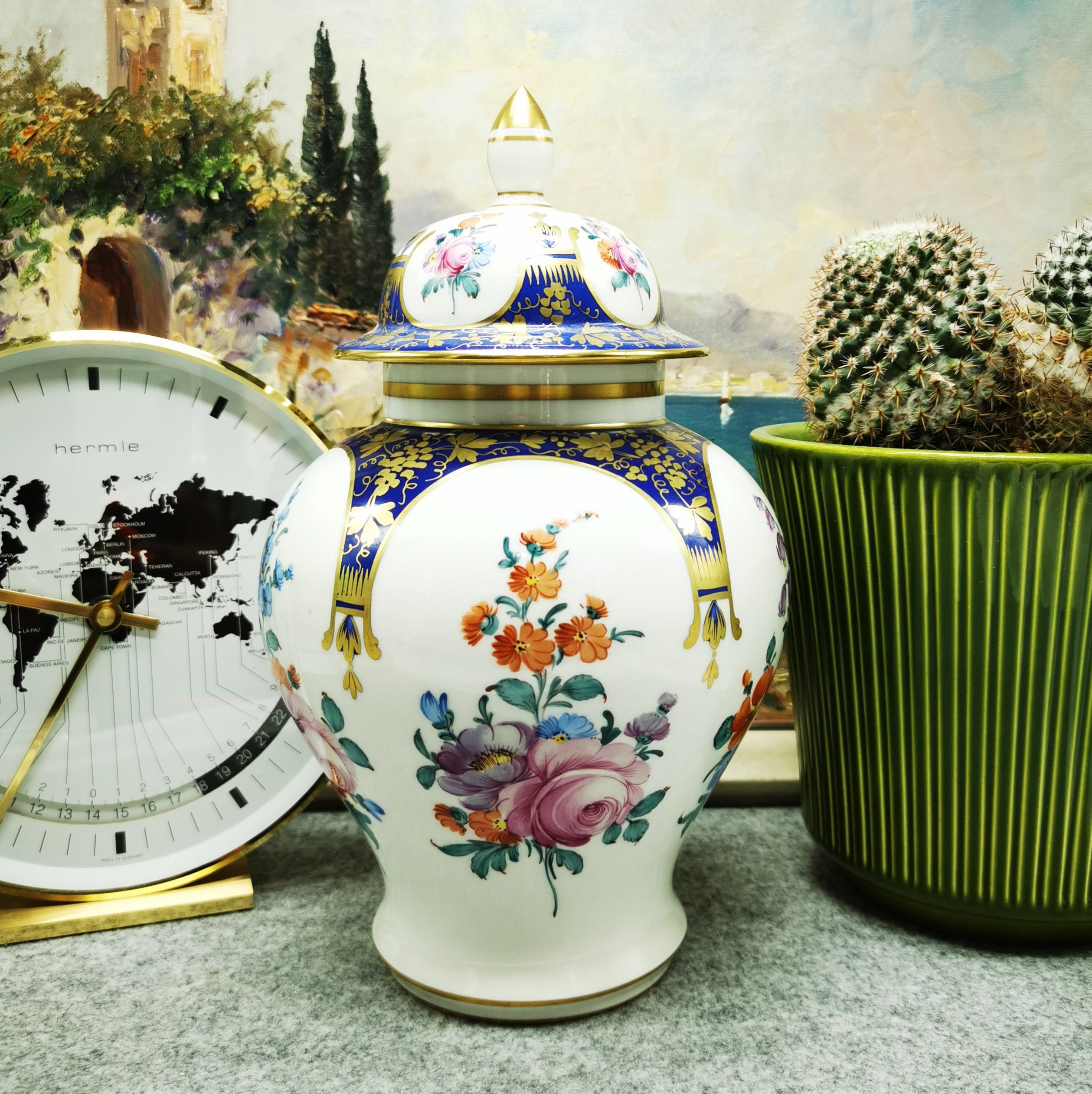 Hand Painted DRESDEN Porcelain Vase With Lid - Etsy