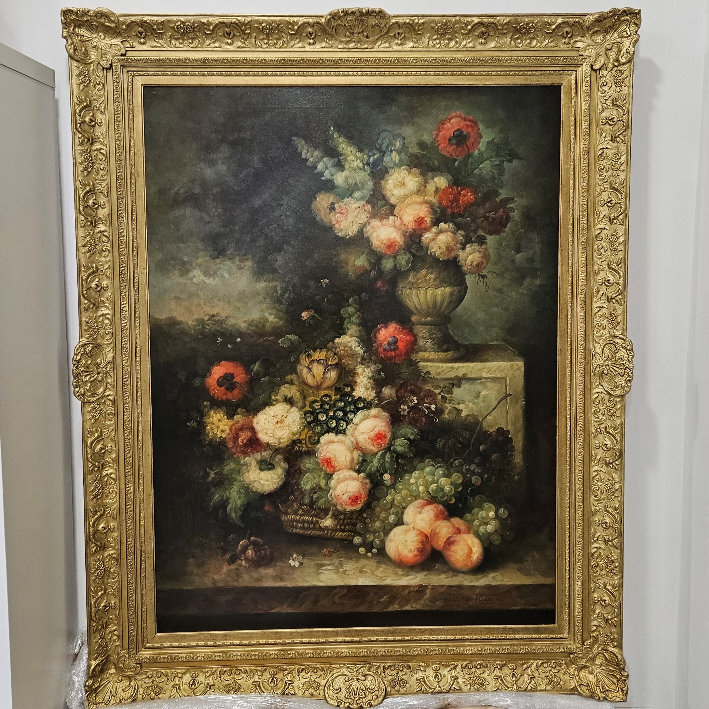 Very Large (148cm.) L. Edna MARTIN Painting "still Life of Flowers and ...