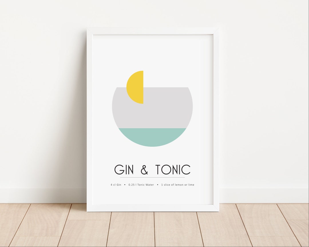Poster Gin Tonic | Cocktail Kitchen Poster - Etsy